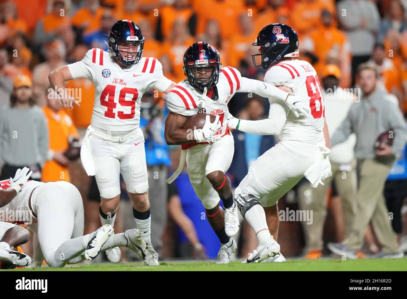 October 16, 2021: Tylan Knight #4 of the Mississippi Rebels celebrates ...