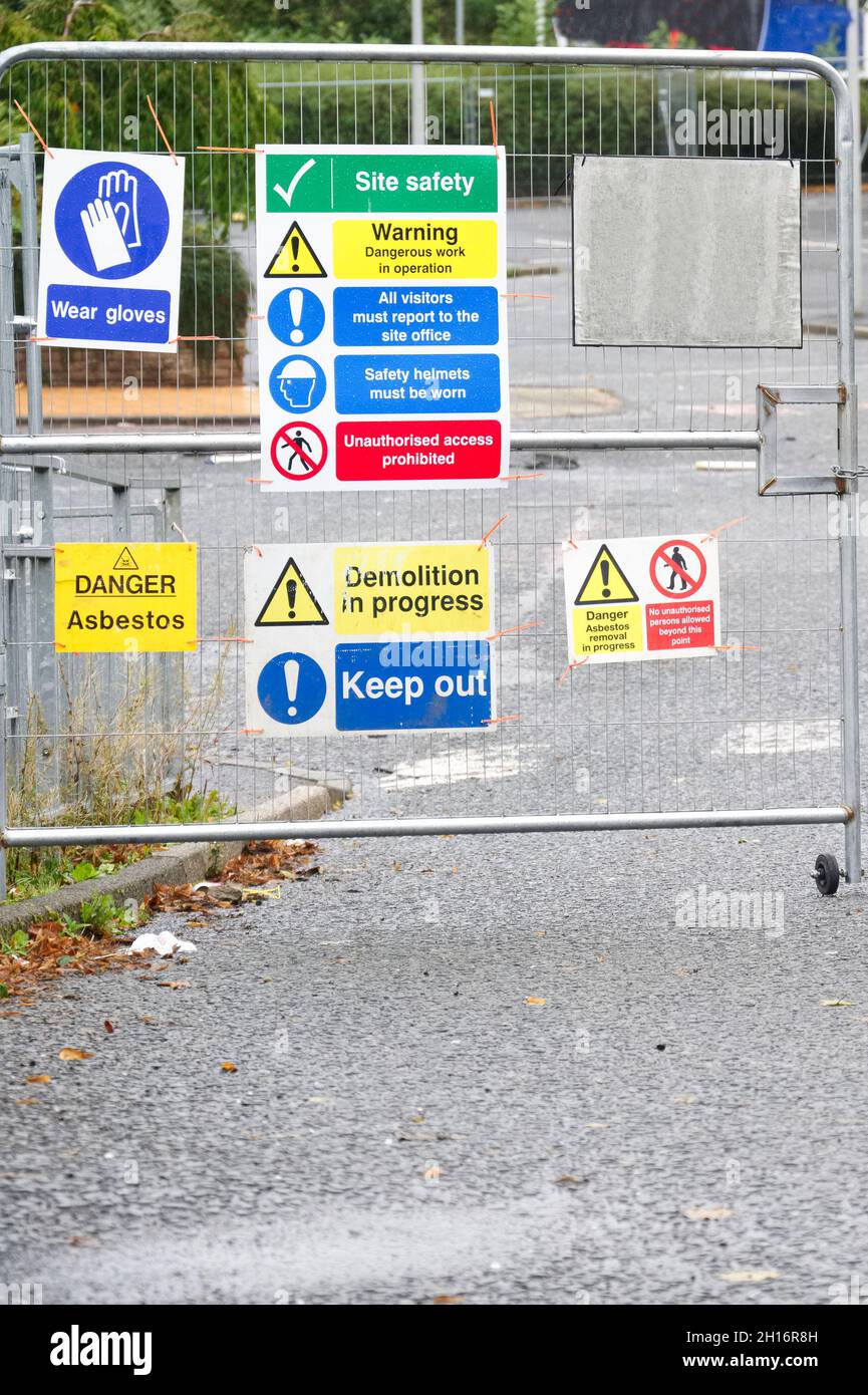 Construction site health and safety message rules sign board signage on ...