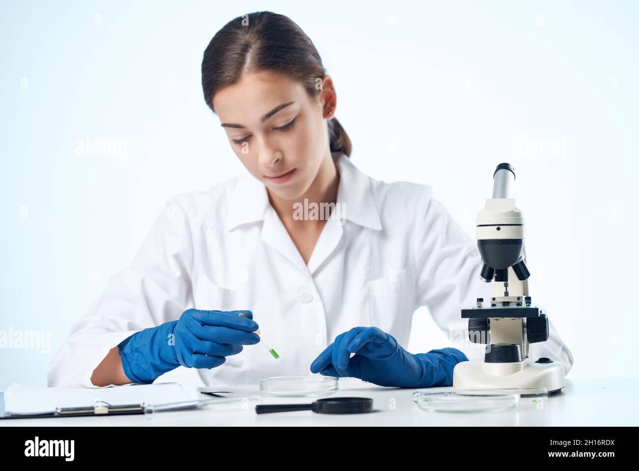 female doctor research biology ecology experiment isolated background ...