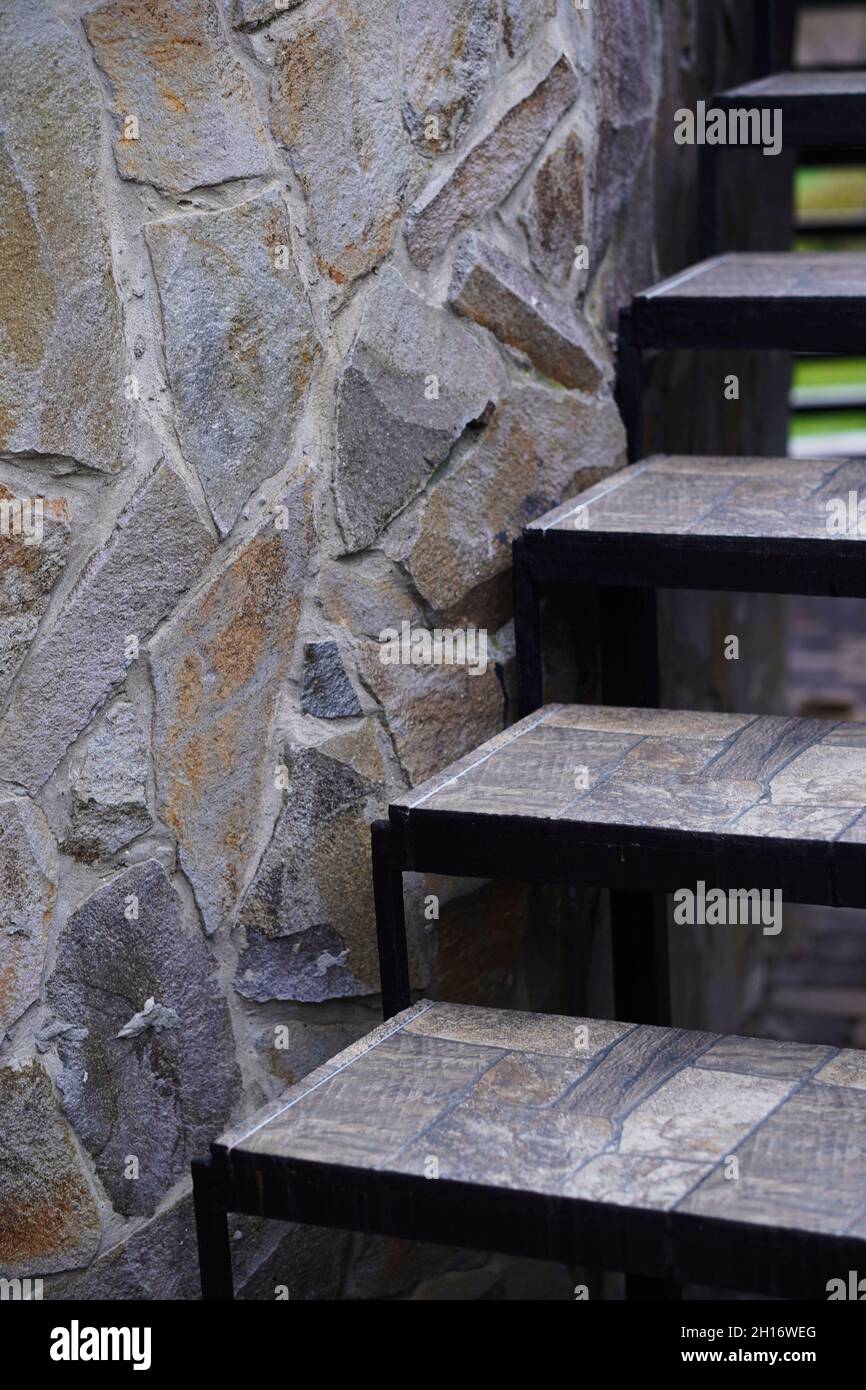 Outside spiral stairs with marble stone steps Stock Photo - Alamy
