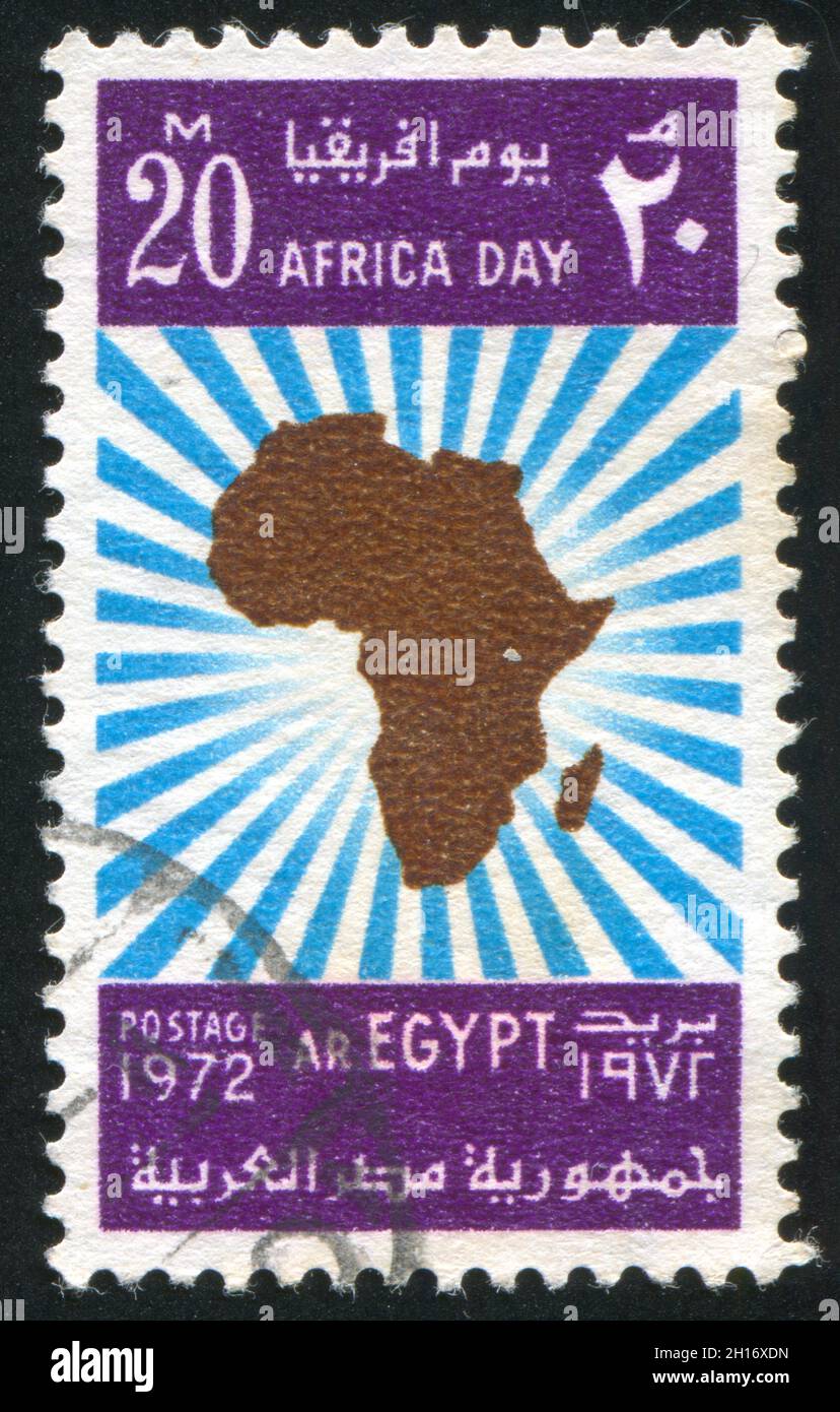 EGYPT - CIRCA 1972: stamp printed by Egypt, shows Map of Africa, circa ...
