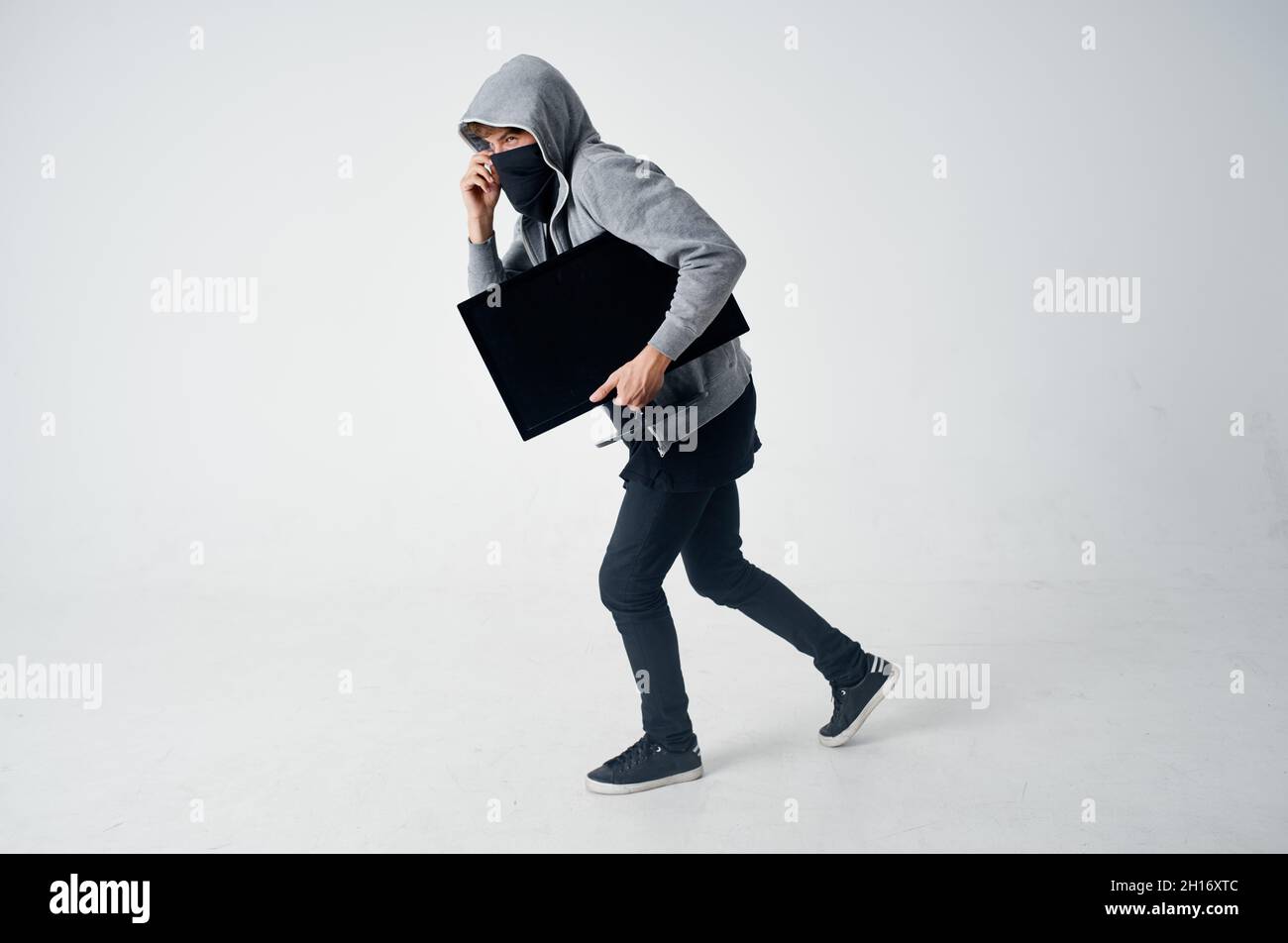 hacker hooded head hacking technology security isolated background ...