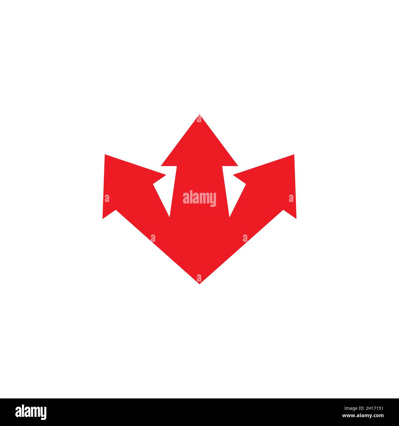 Three red arrows point Three-way direction. Right, left, forward ...