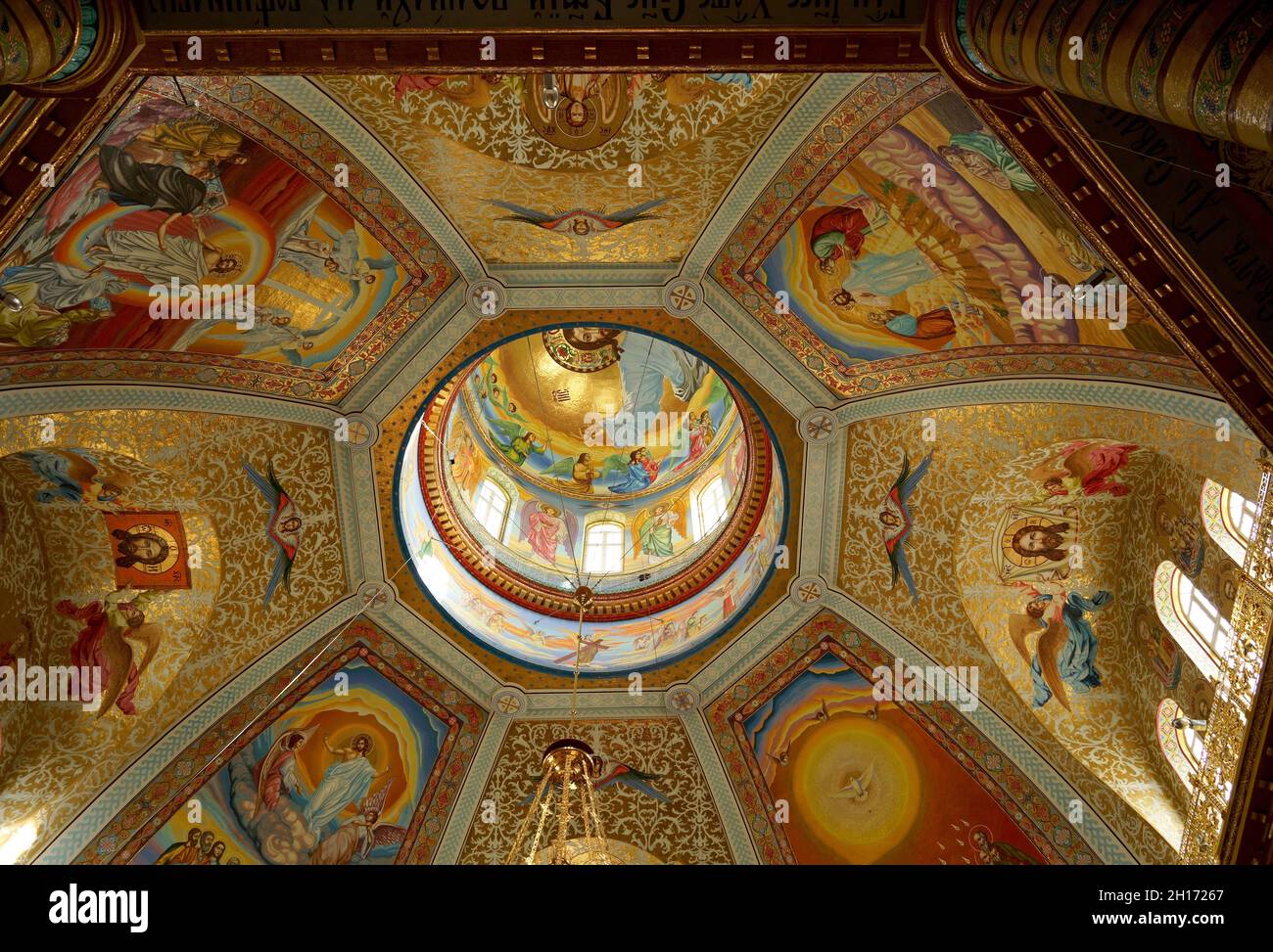 POCHAIV, UKRAINE - 2021: Lavra Orthodox Christian Monastery Complex Transfiguration Cathedral ...