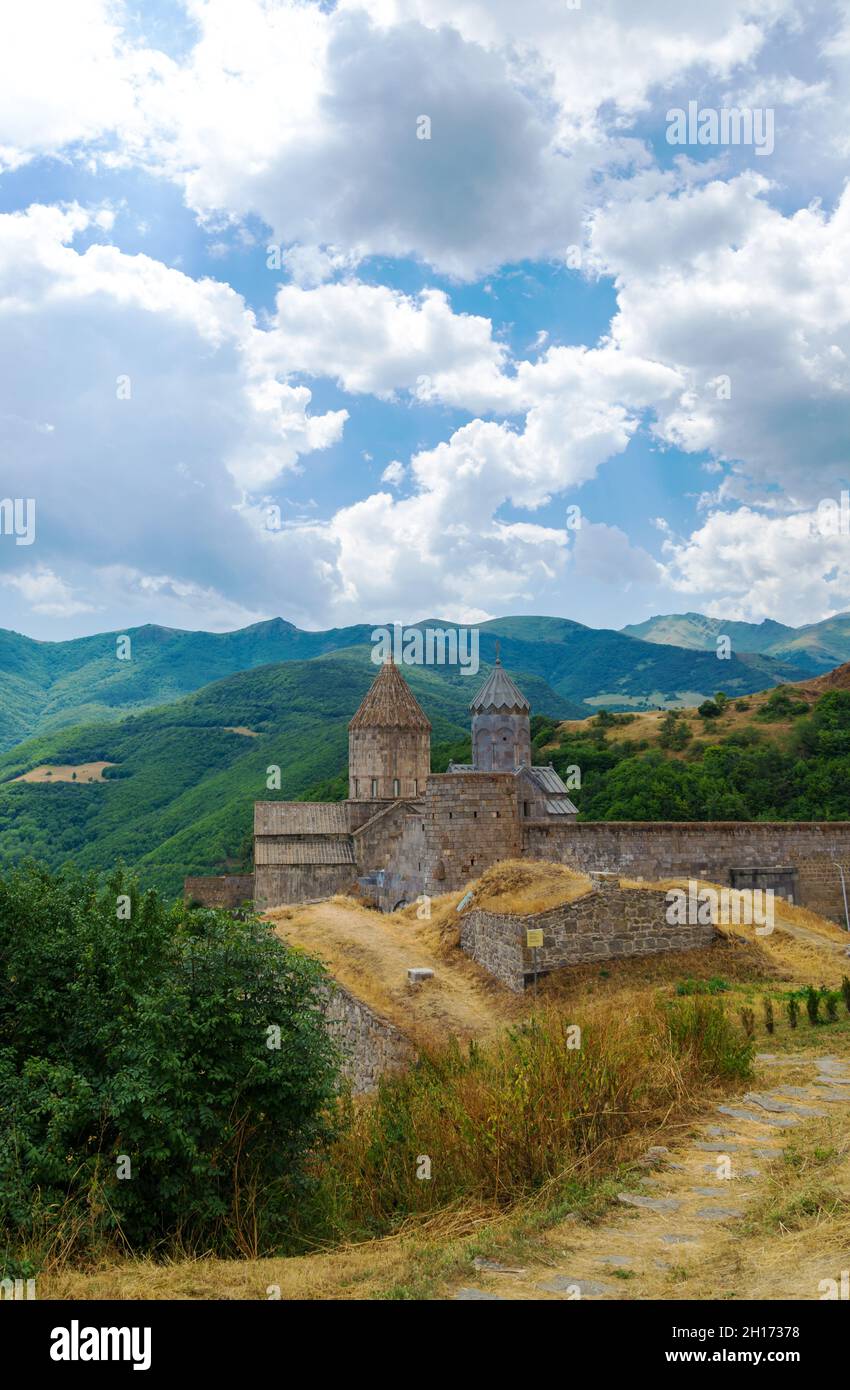 the Tatev monastery, Armenia, about IX century, big building is church ...