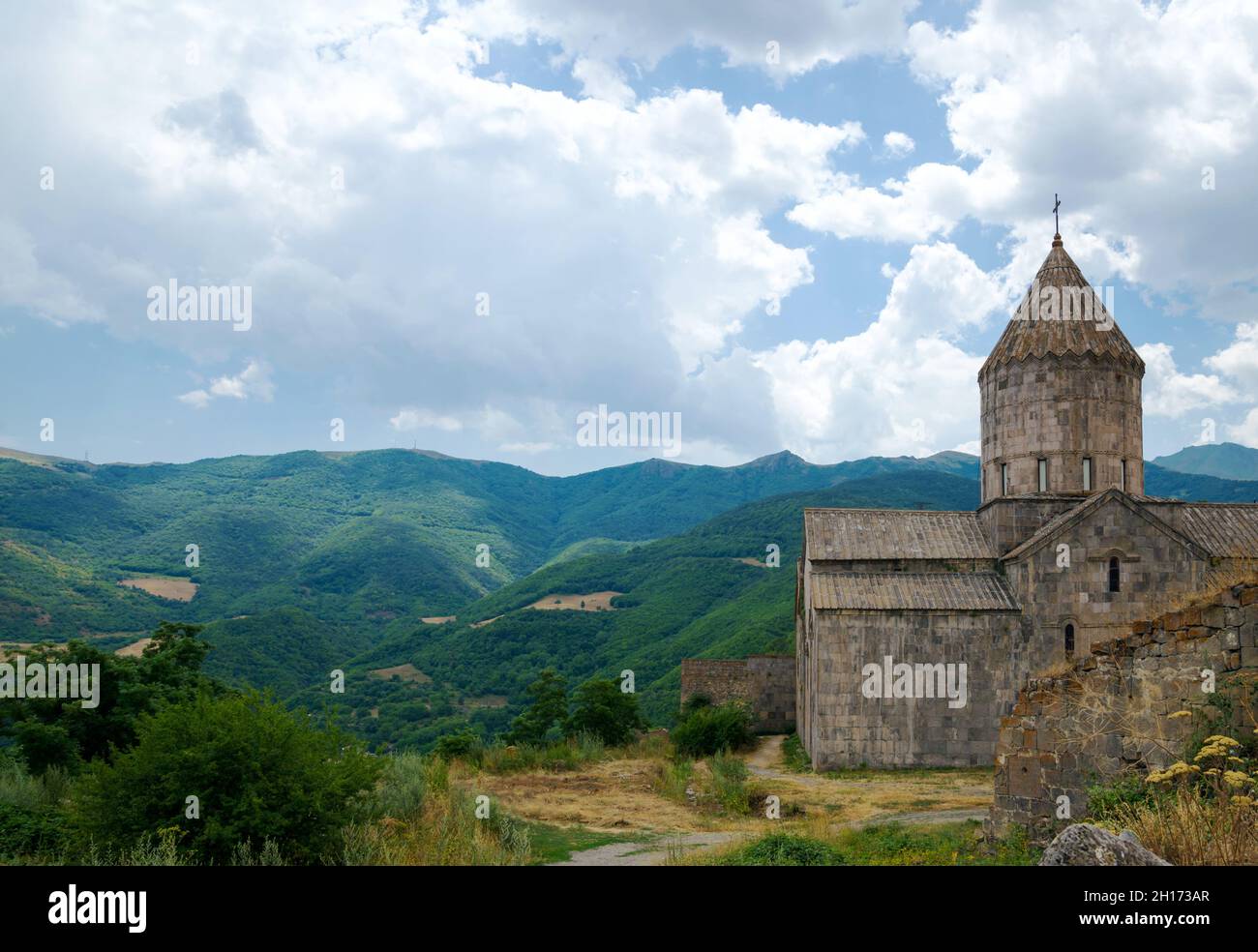 the Tatev monastery, Armenia, about IX century, big building is church ...