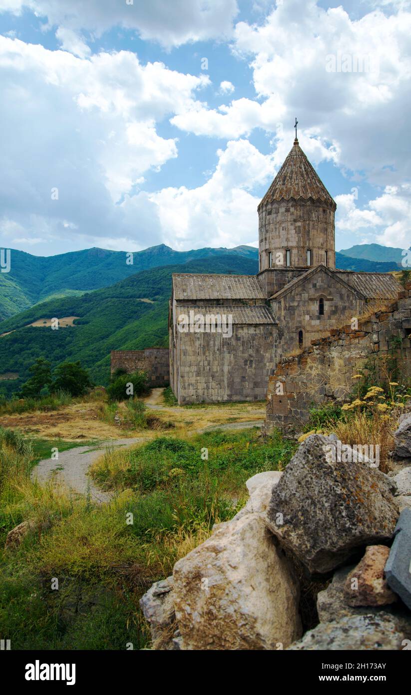the Tatev monastery, Armenia, about IX century, big building is church ...