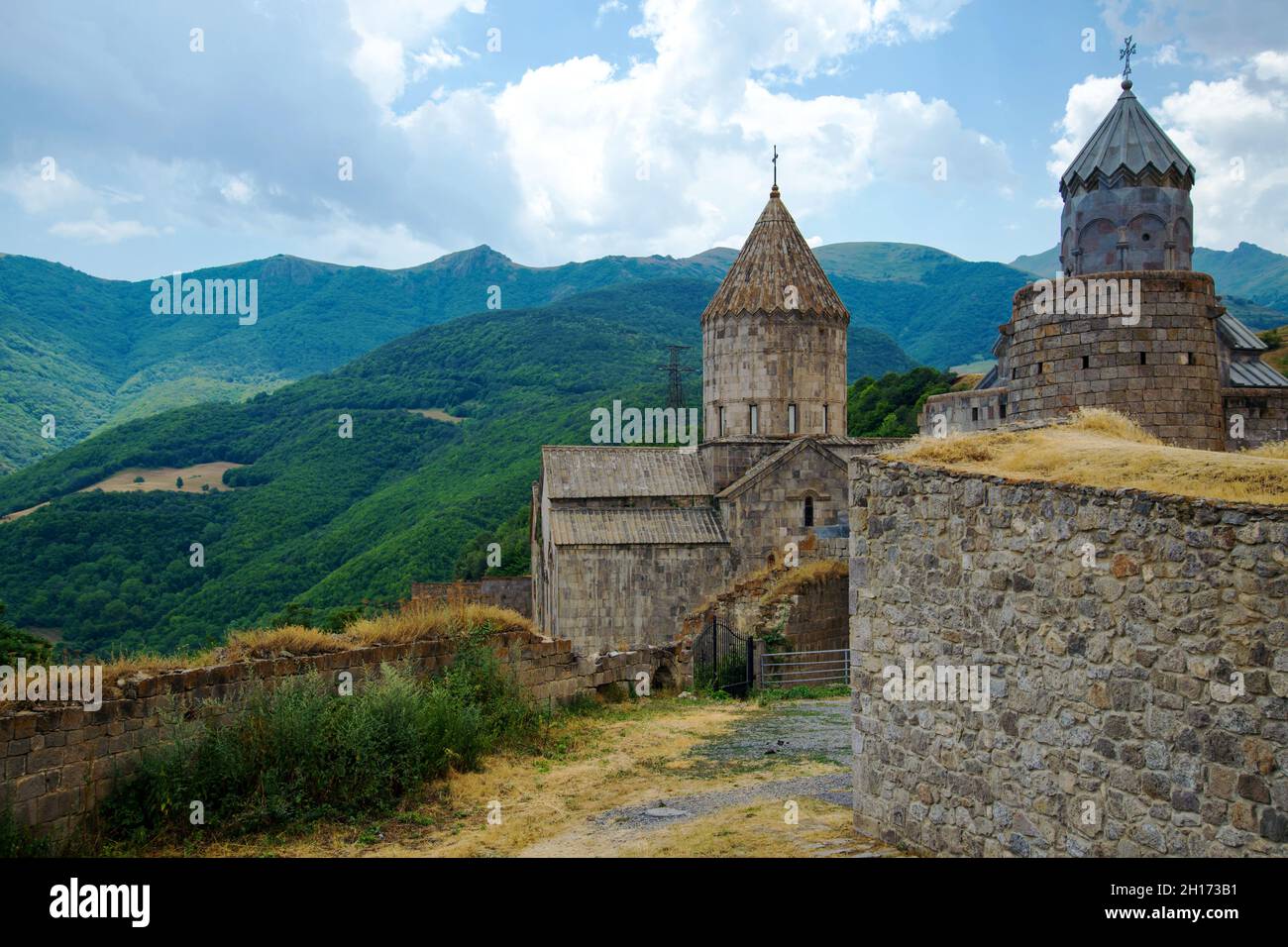 the Tatev monastery, Armenia, about IX century, big building is church ...