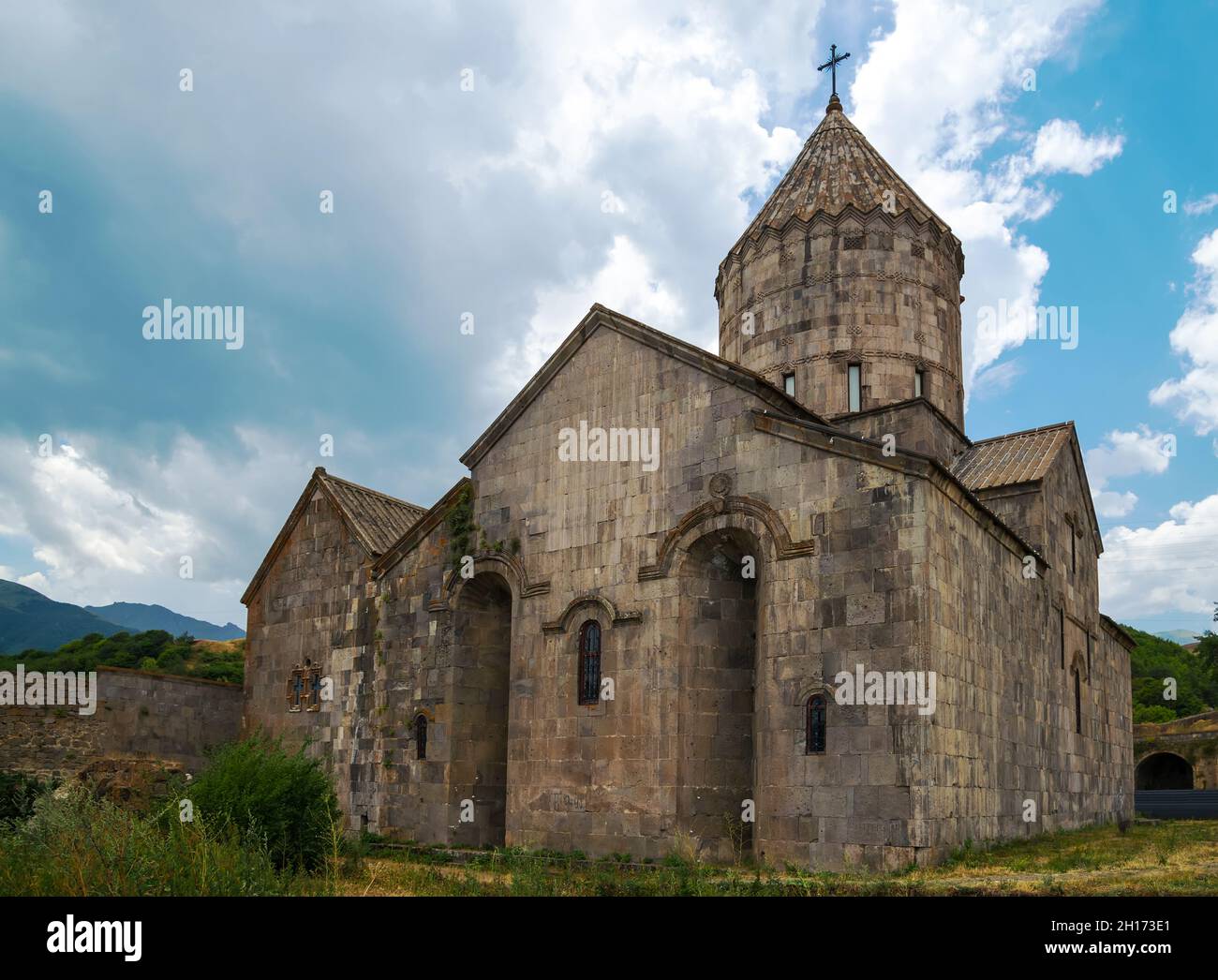 the Tatev monastery, Armenia, about IX century, big building is church ...