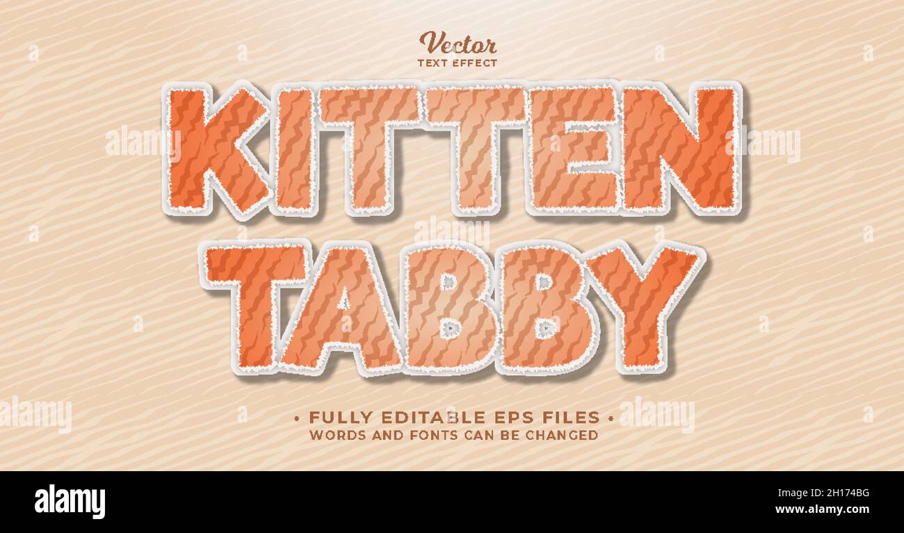 tabby kitten cat's fur text effect editable eps cc. words and fonts can ...