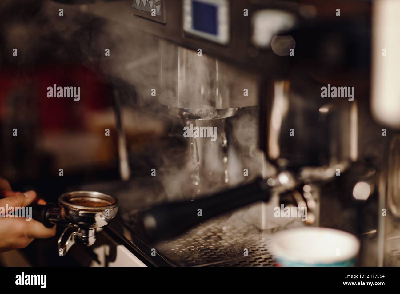 The process of making coffee with a coffee machine Stock Photo - Alamy