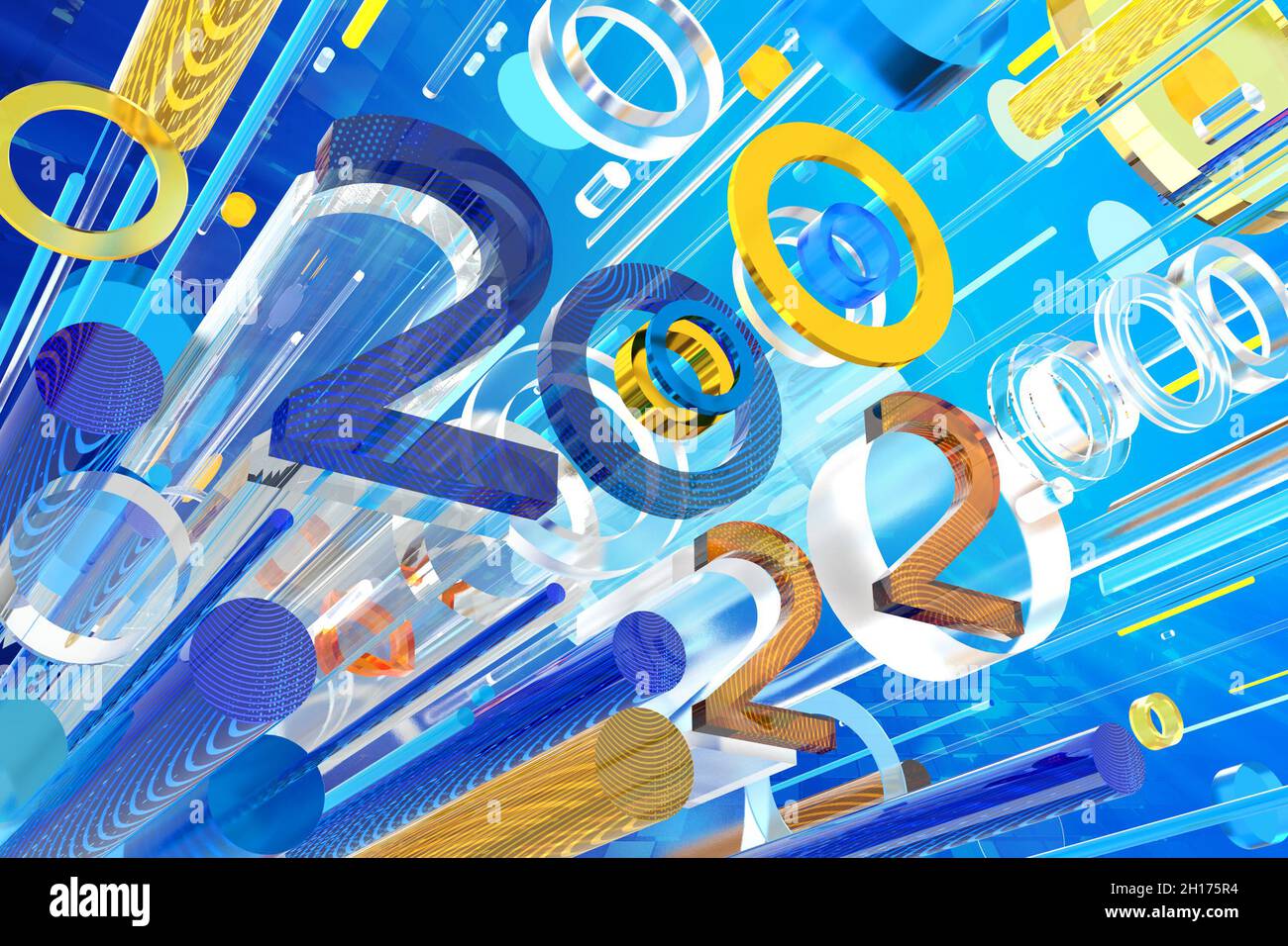 2022 new year 3d rendering creative abstract illustration Stock Photo ...