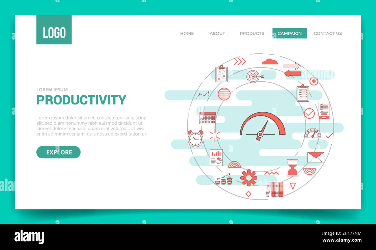 productivity concept with circle icon for website template or landing ...