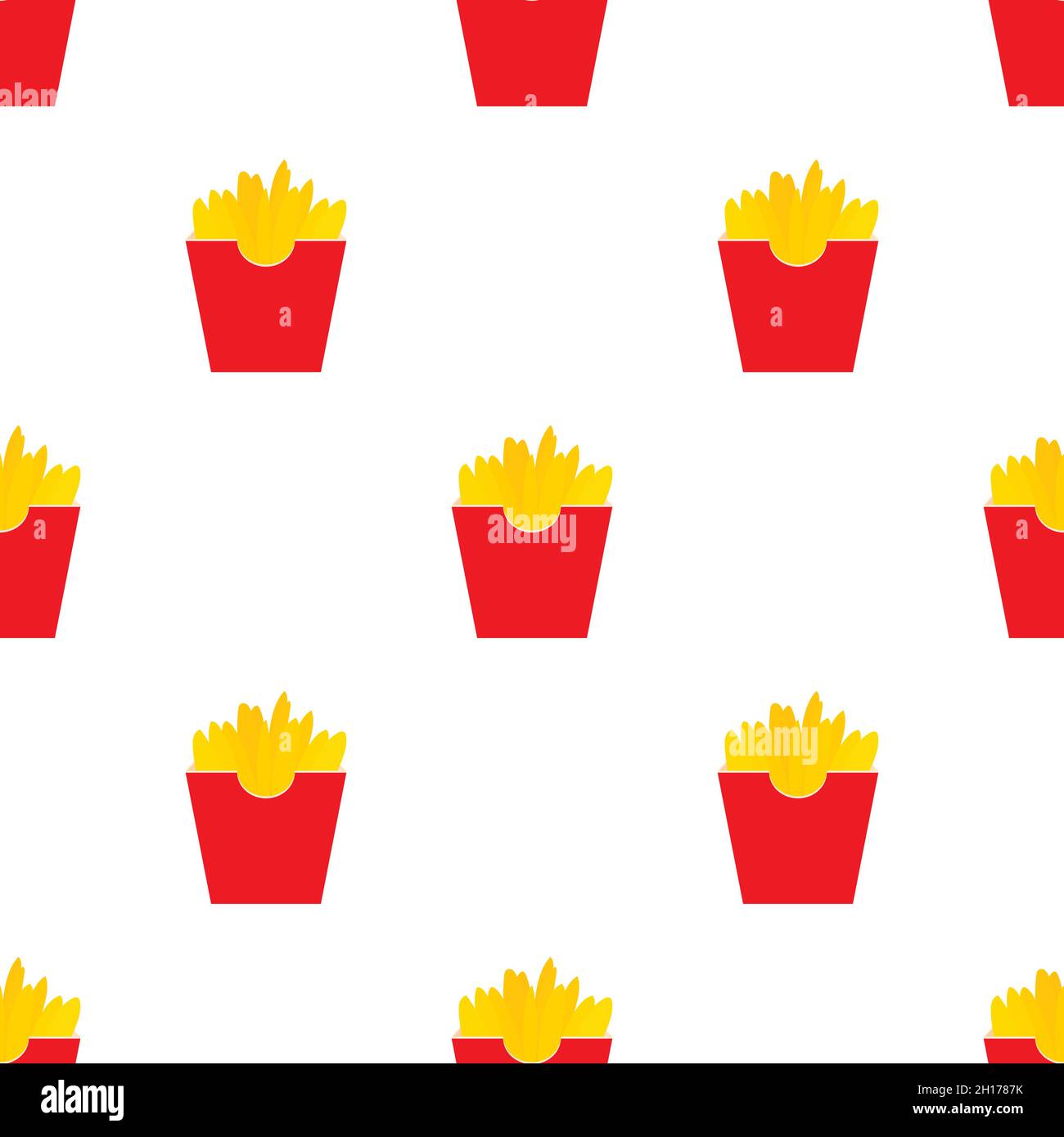 French fries potato in red paper box pattern seamless background ...
