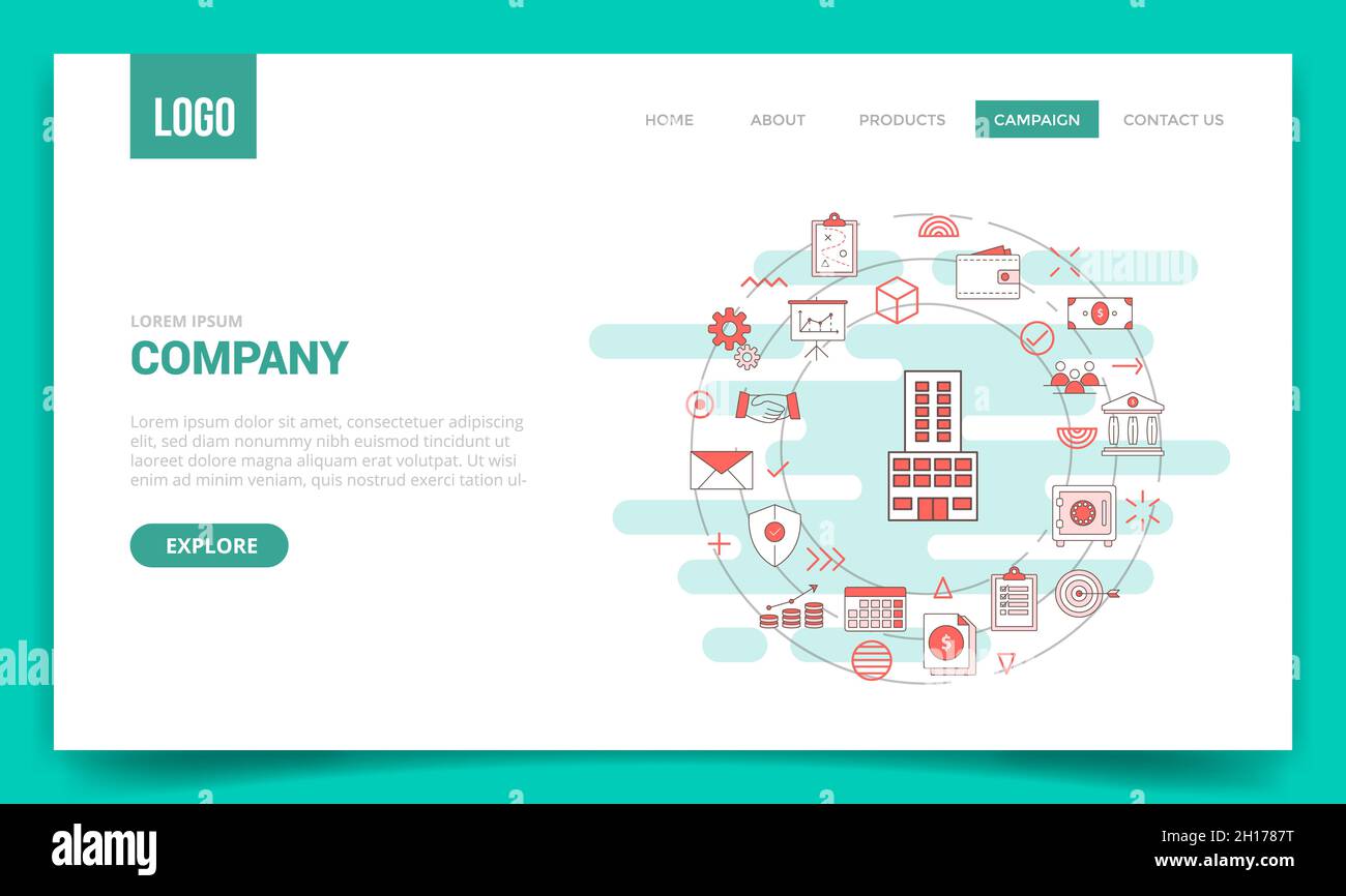 company business concept with circle icon for website template or ...