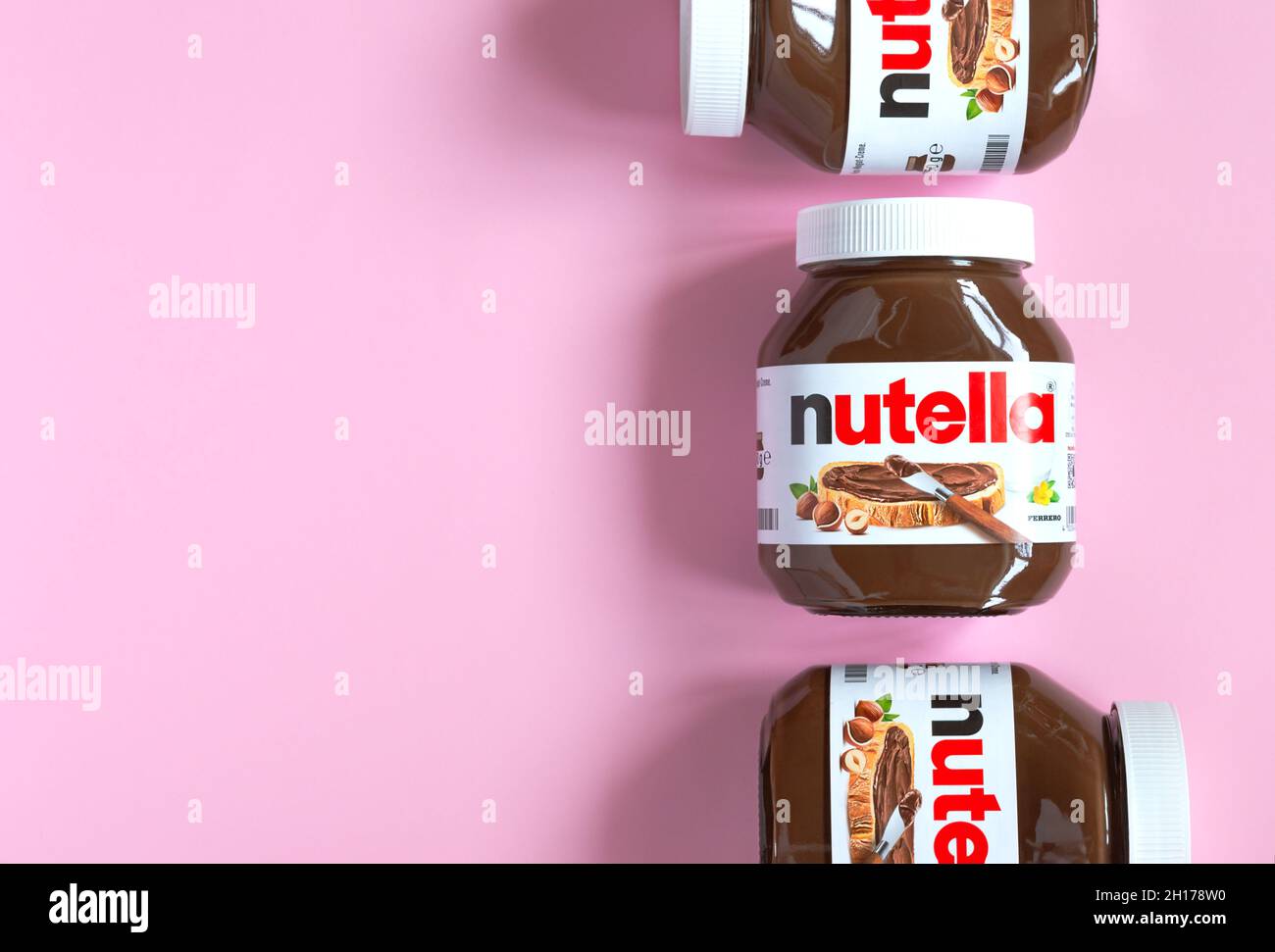 KREMENCHUG, UKRAINE - OCTOBER 9, 2021: Nutella hazelnut chocolate ...