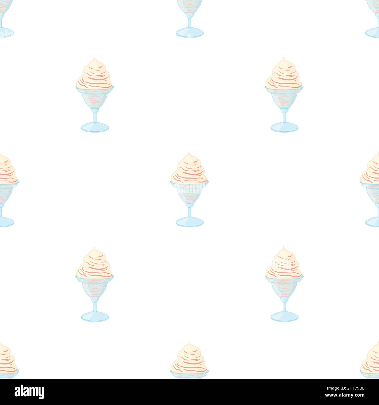 White ice cream with sauce in a bowl pattern seamless background ...
