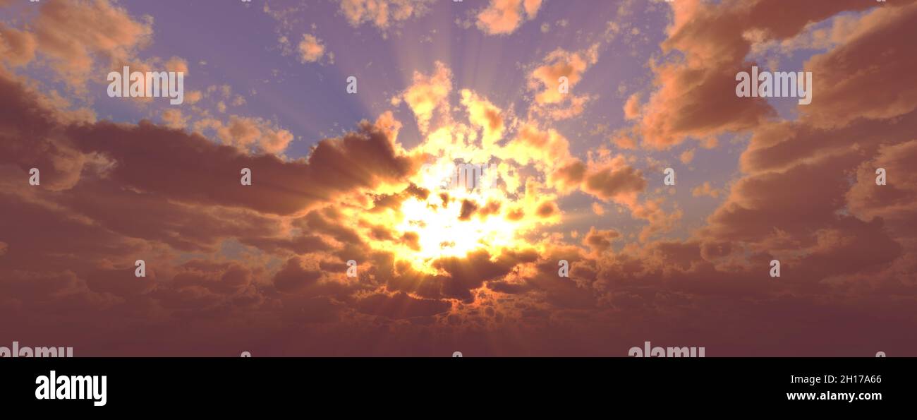 Sunset / sunrise with clouds, light rays and other atmospheric effect ...