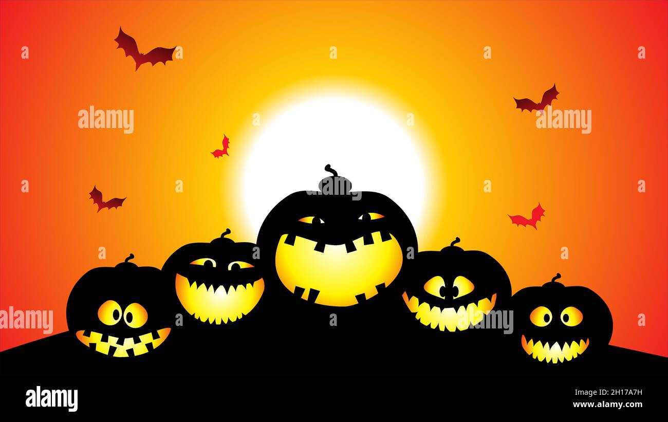 Halloween Background with pumpkins. Vector illustration for banner ...