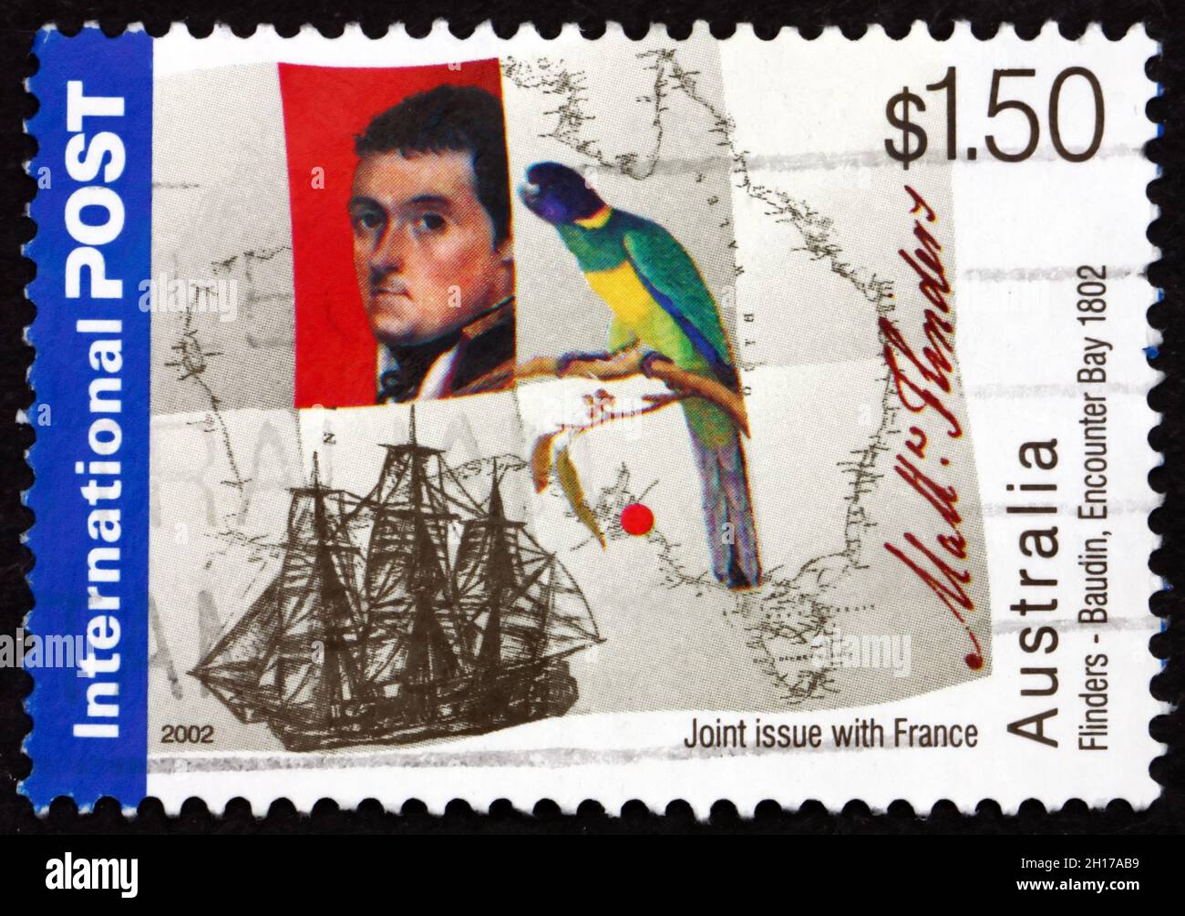 AUSTRALIA - CIRCA 2002: a stamp printed in the Australia shows map with ...