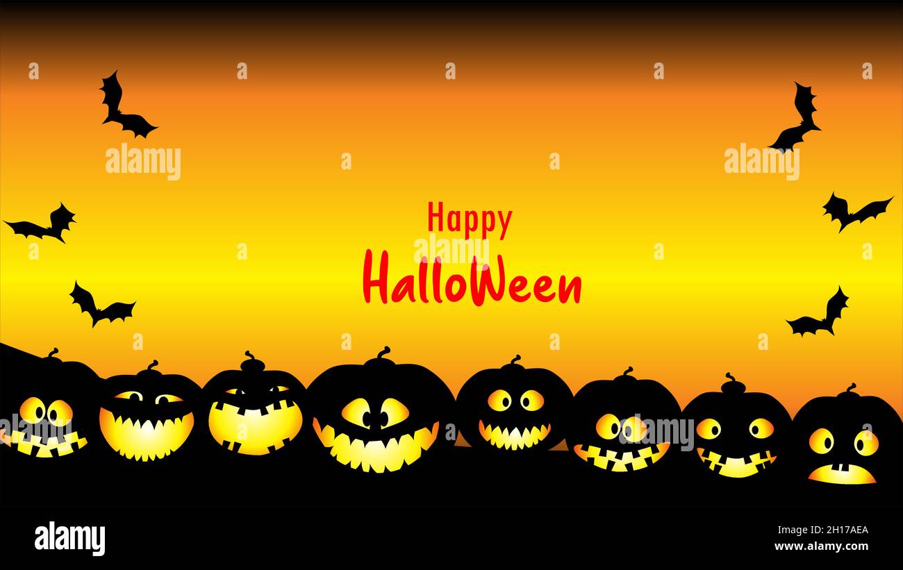 Halloween Background with pumpkins. Vector illustration for banner ...