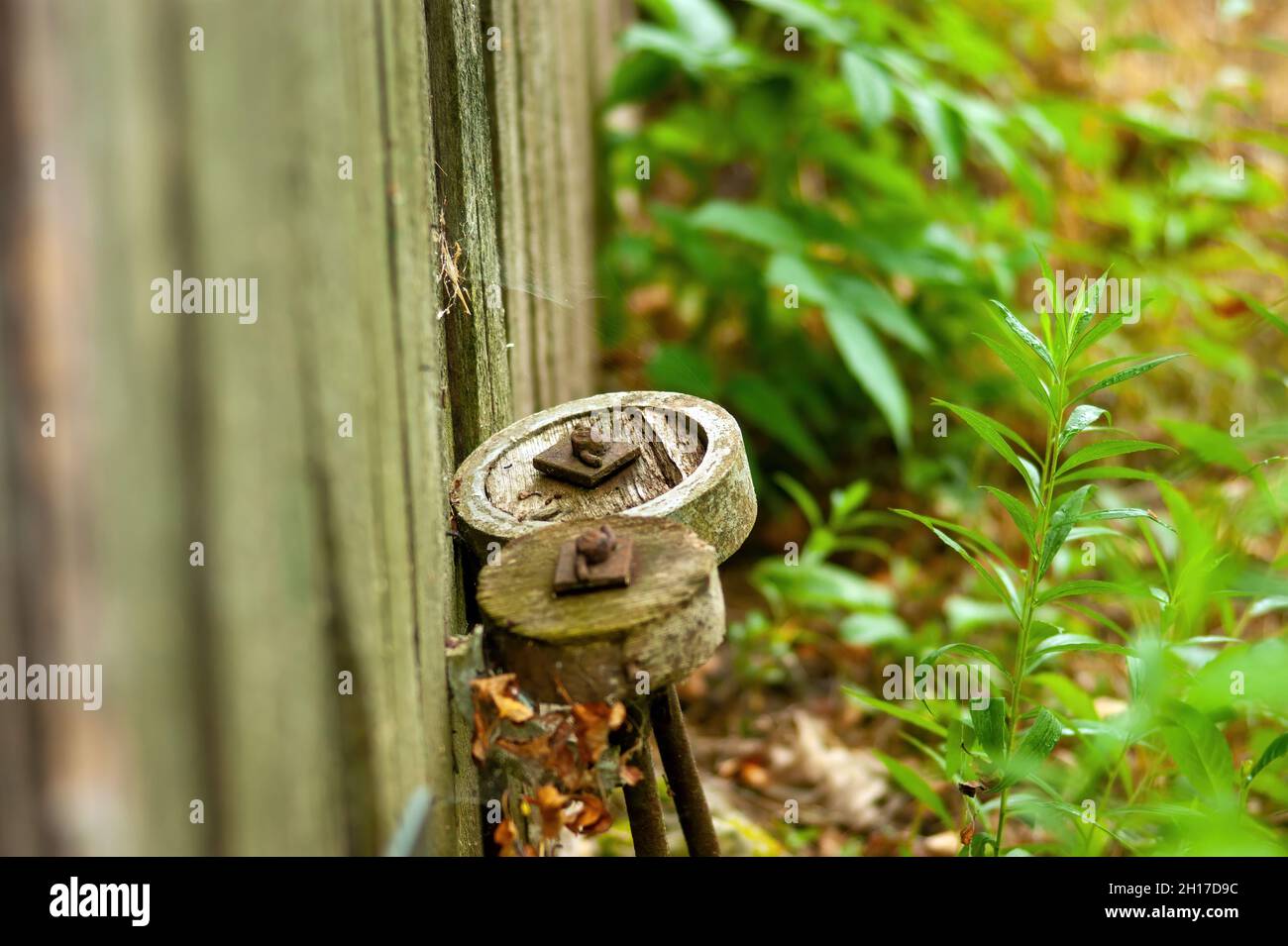 homemade wheels for a trolley in the village, in summer Stock Photo - Alamy