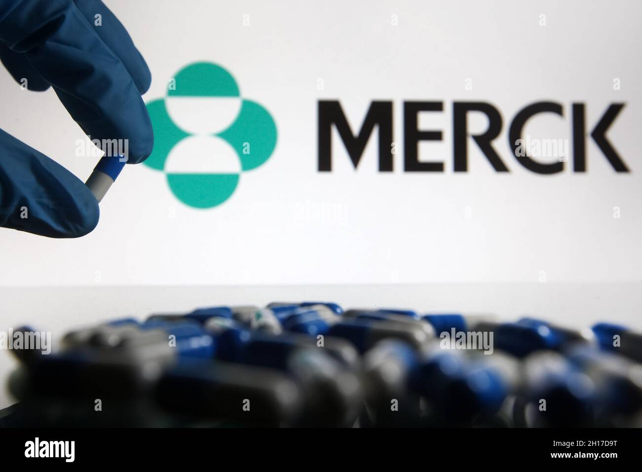 Ukraine. 16th Oct, 2021. In this photo illustration, a medicine pill in ...