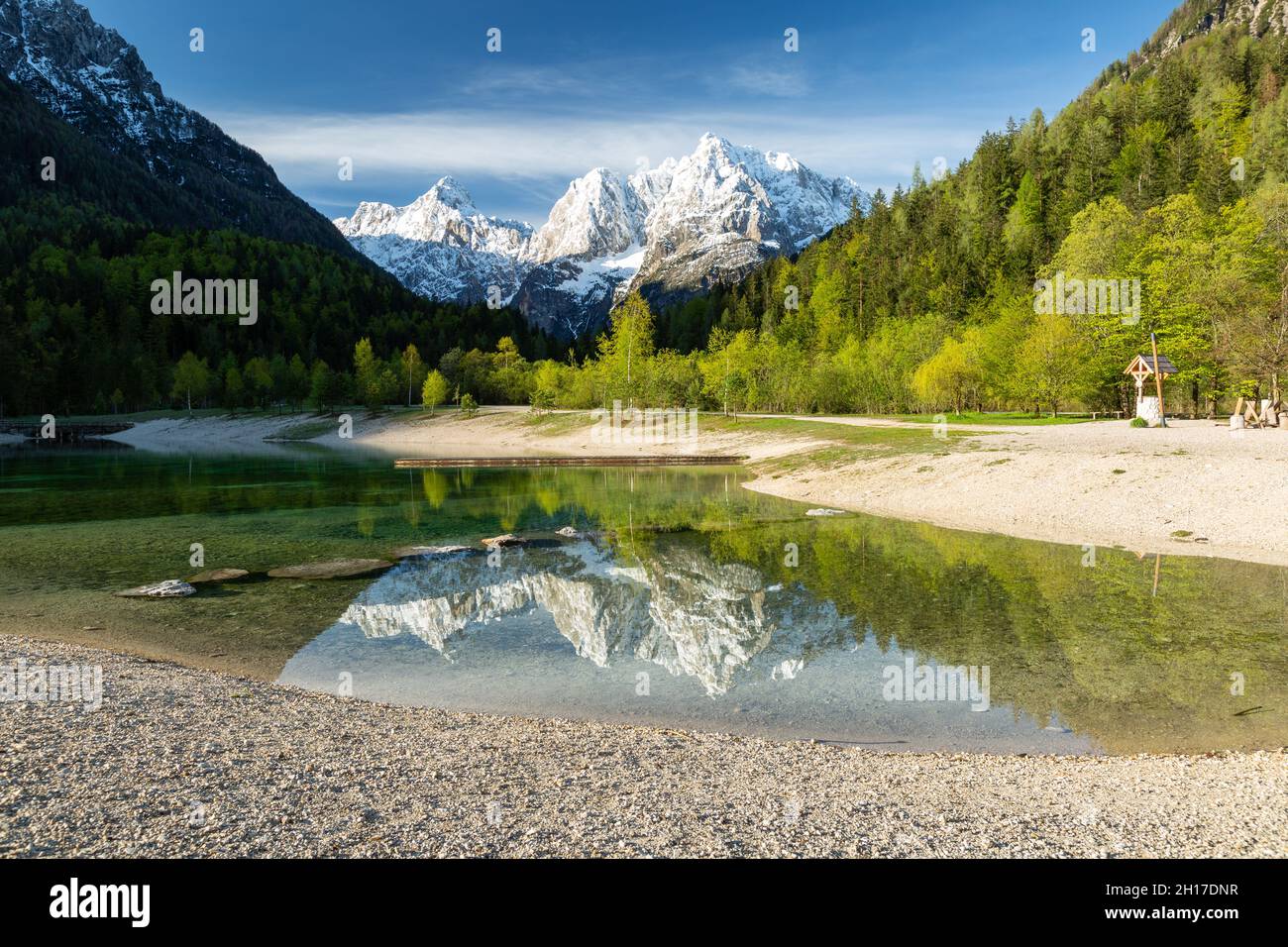 Beautiful alpine lake in Europe - Slovenia, Kranjska gora Stock Photo ...