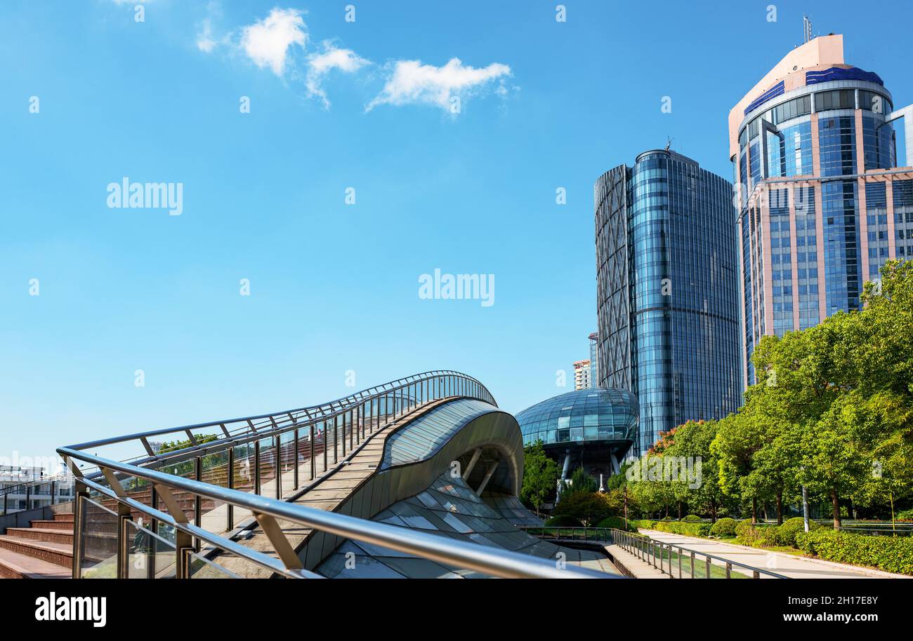 Shanghai, China, the Rainbow bridge of the Cruise Terminal Park Stock ...