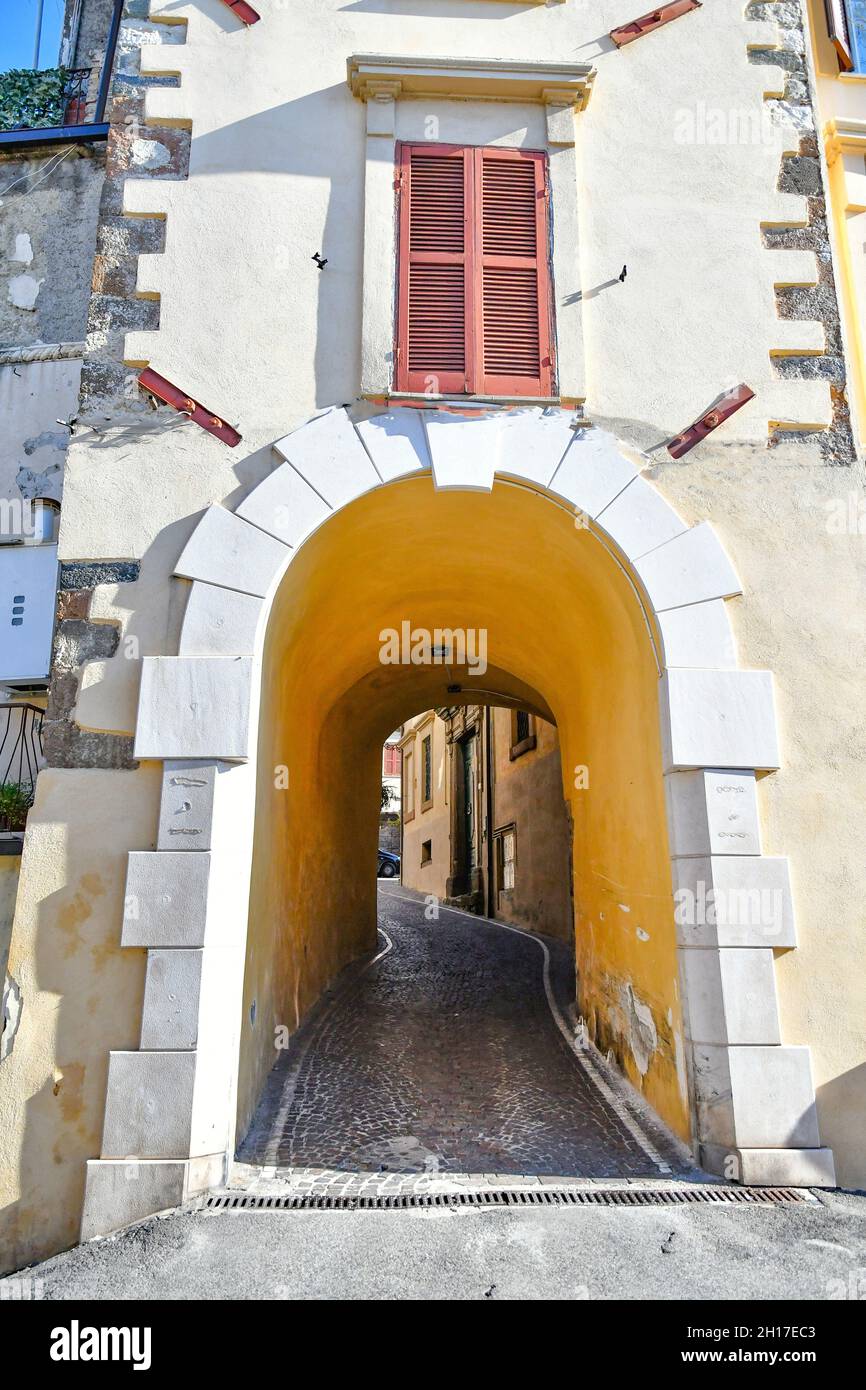 A narrow street of Ripi, a medieval town of Lazio region, Italy Stock ...