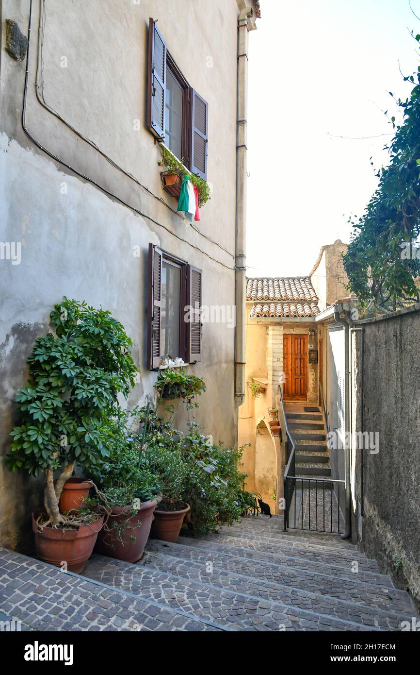 A narrow street of Ripi, a medieval town of Lazio region, Italy Stock ...