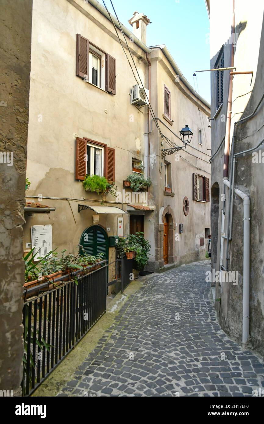 A narrow street of Ripi, a medieval town of Lazio region, Italy Stock ...