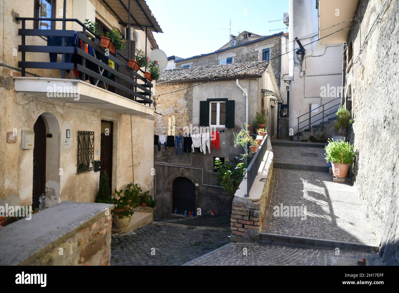 A narrow street of Ripi, a medieval town of Lazio region, Italy Stock ...