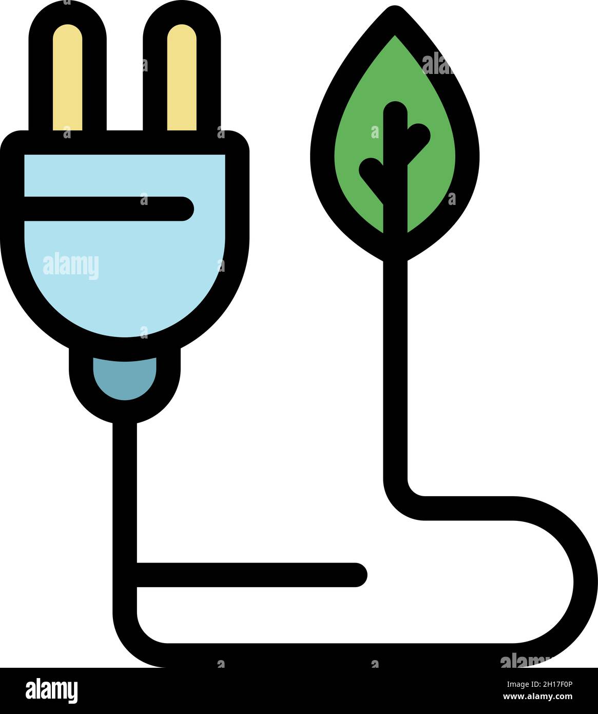 Eco electric plug icon. Outline eco electric plug vector icon color ...