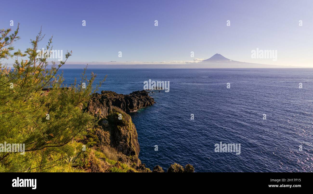 Azores islands, view to Pico, Atlantic ocean, travel destination in ...