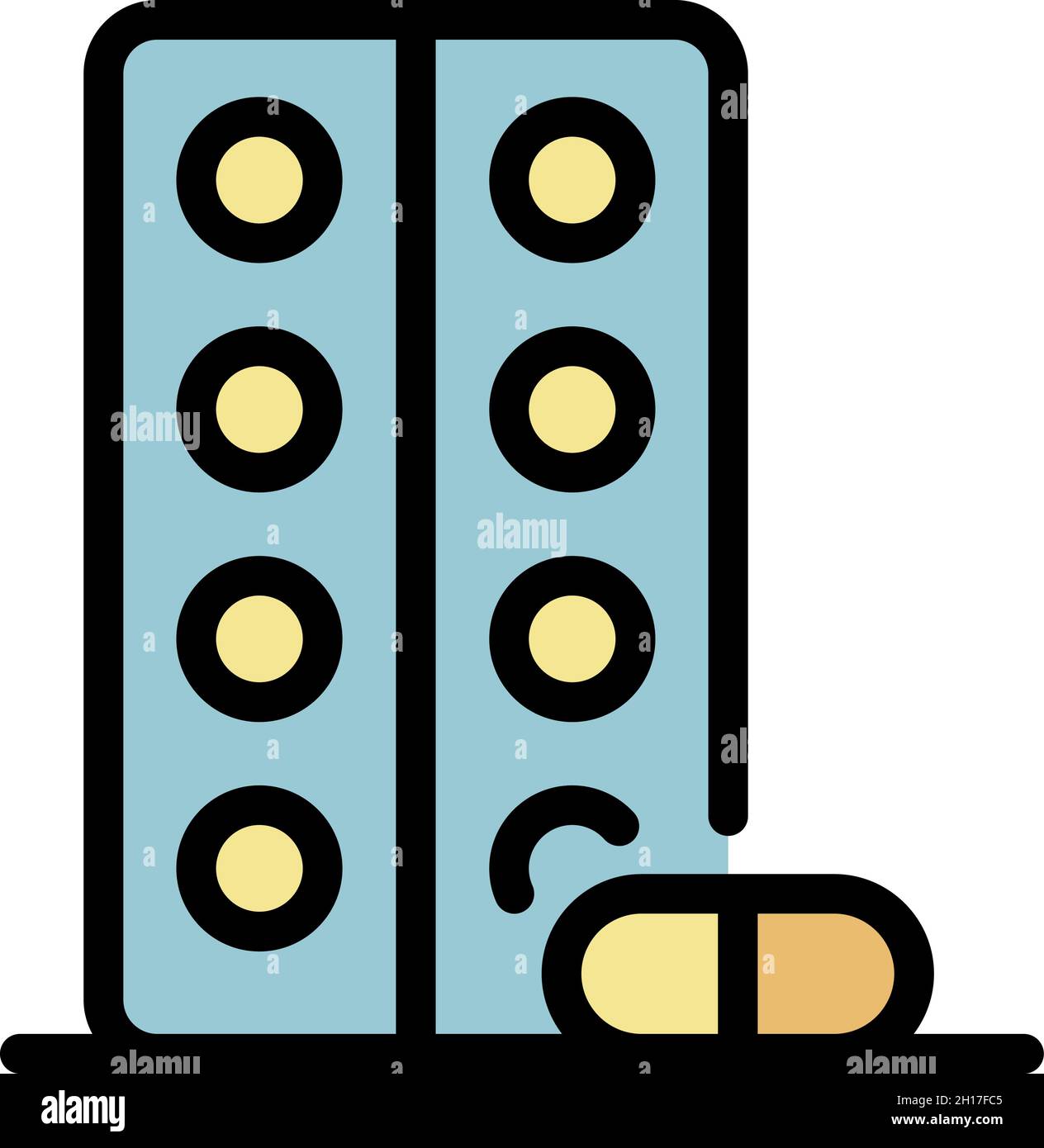 Pills pack icon. Outline pills pack vector icon color flat isolated ...