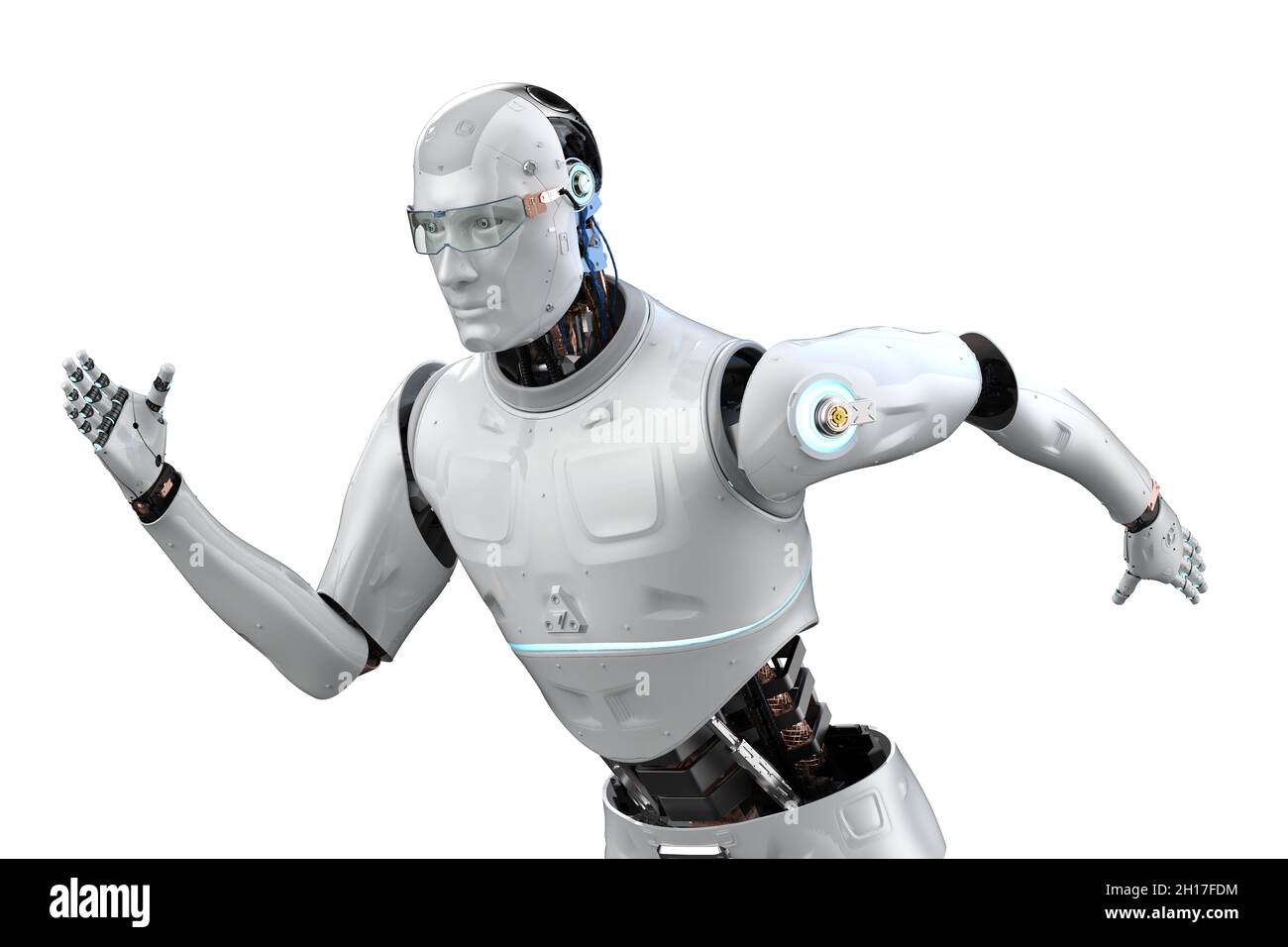 Fast speed technology concept with 3d rendering robot running isolated ...