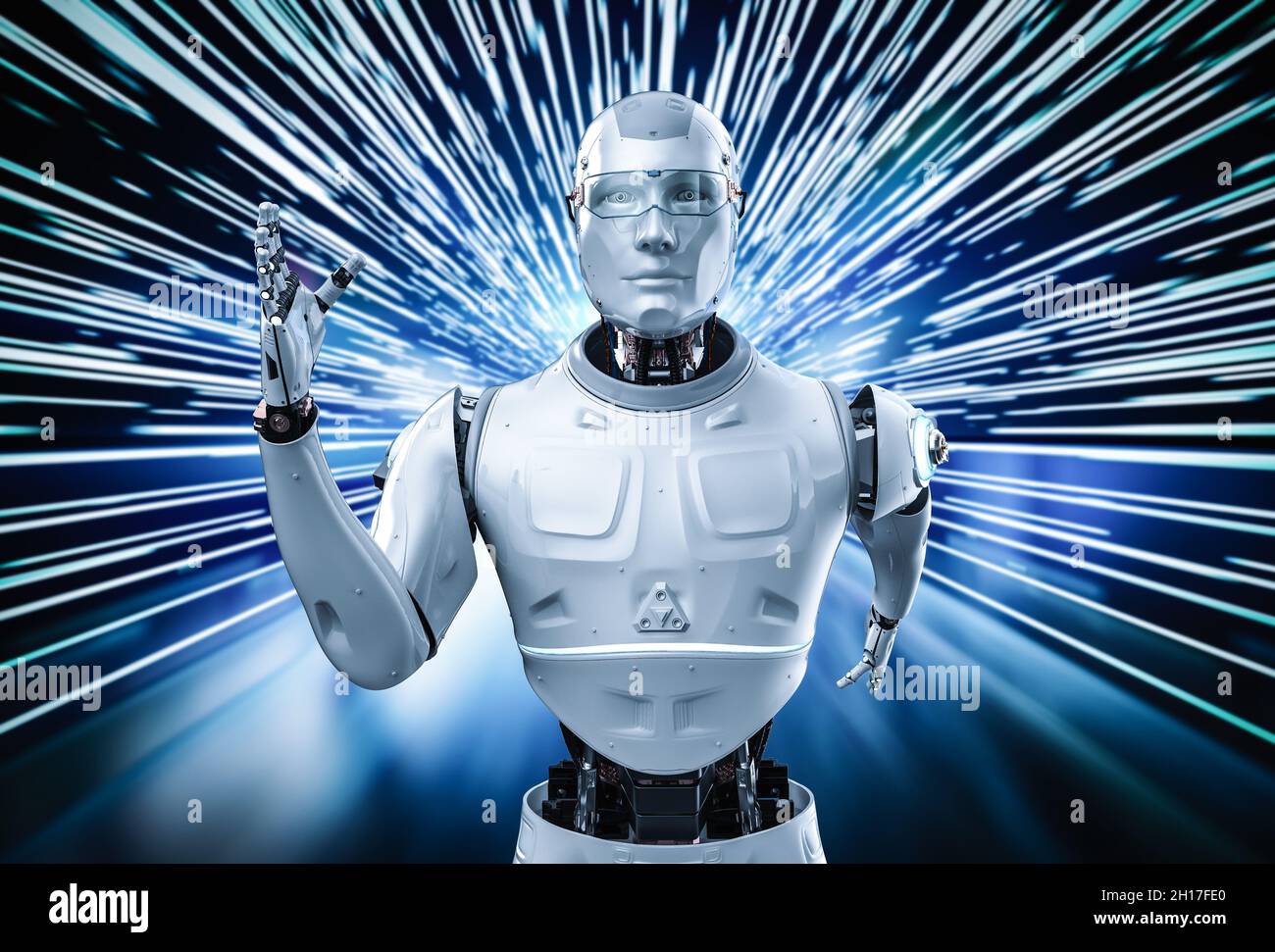 Fast speed technology concept with 3d rendering robot running Stock ...