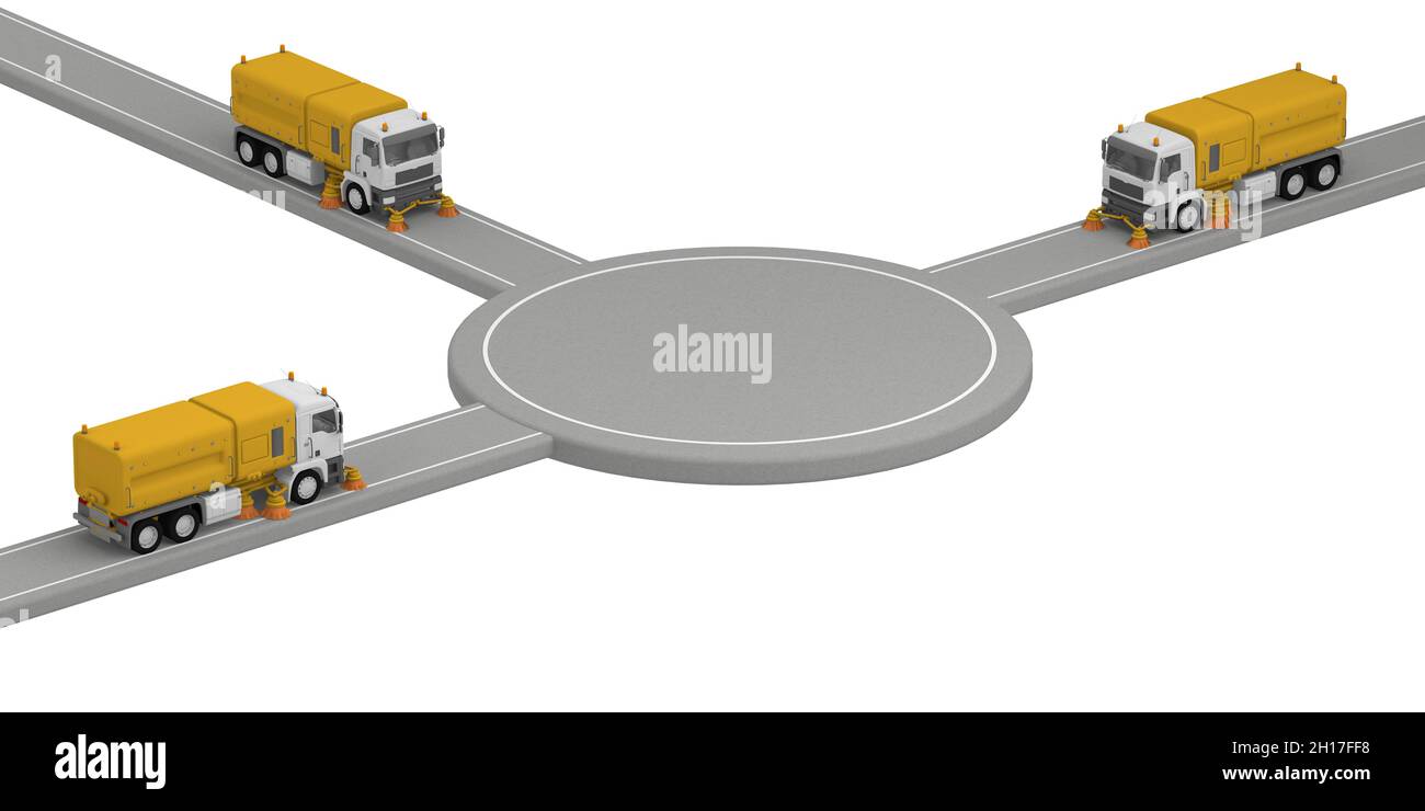 template area where street cleaning machine drive from different ...