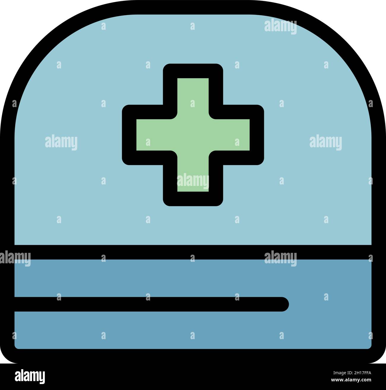 Doctor cross hat icon. Outline doctor cross hat vector icon color flat ...