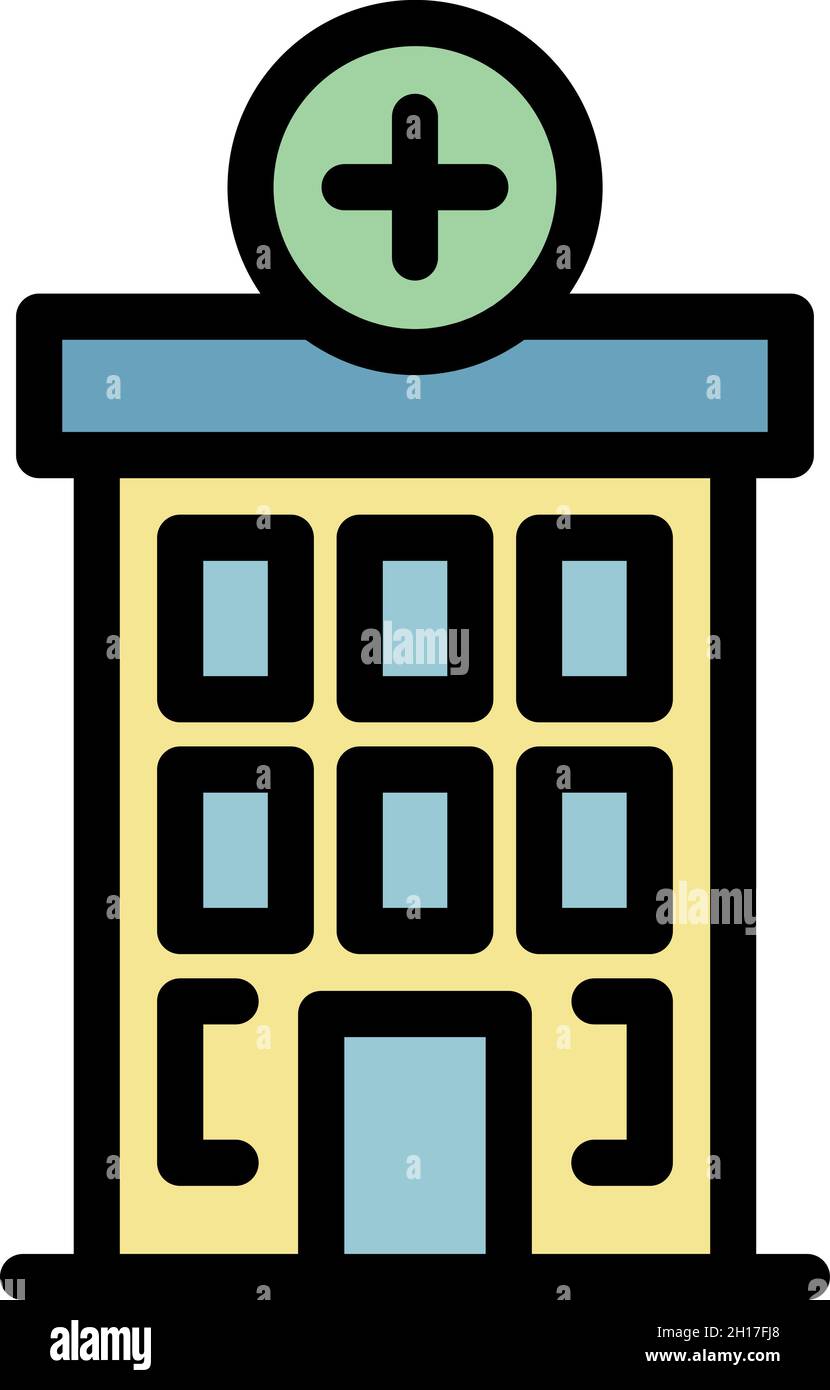 Hospital building icon. Outline hospital building vector icon color ...