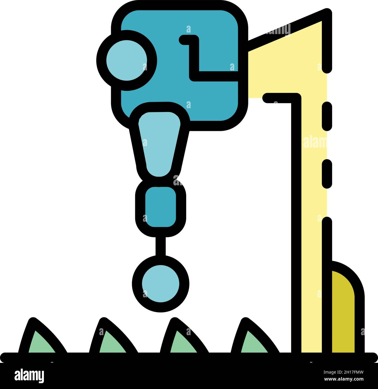 Farming robot icon. Outline farming robot vector icon color flat ...
