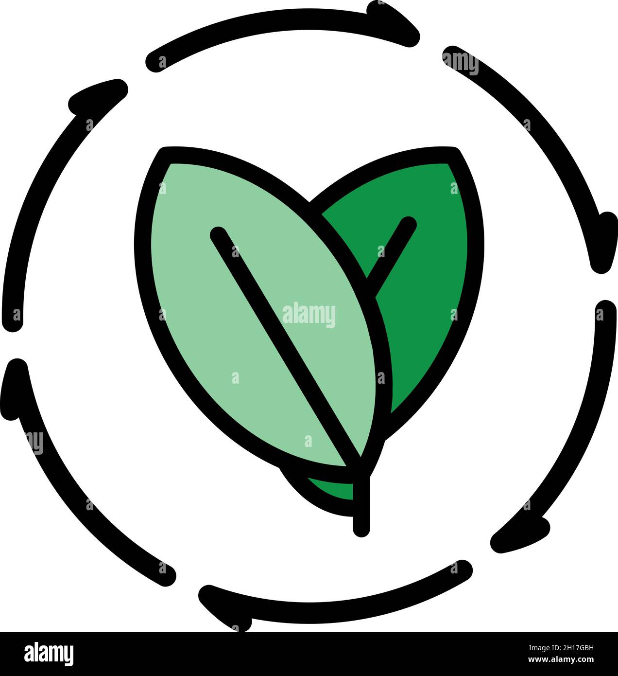 Eco leaf recycling icon. Outline eco leaf recycling vector icon color ...