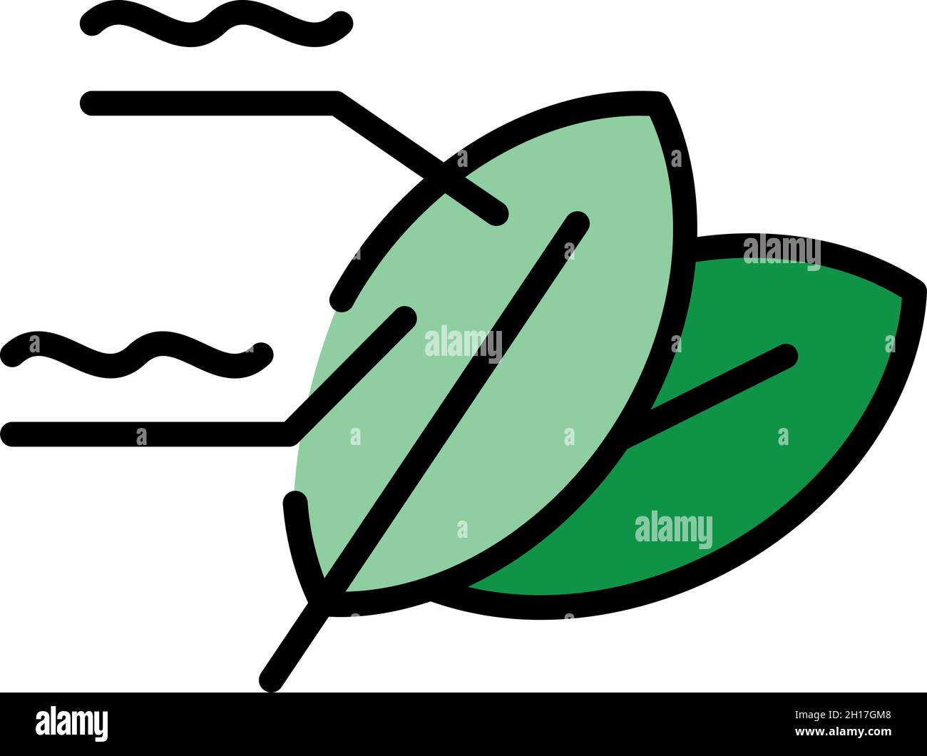 Solar leaf icon. Outline solar leaf vector icon color flat isolated ...