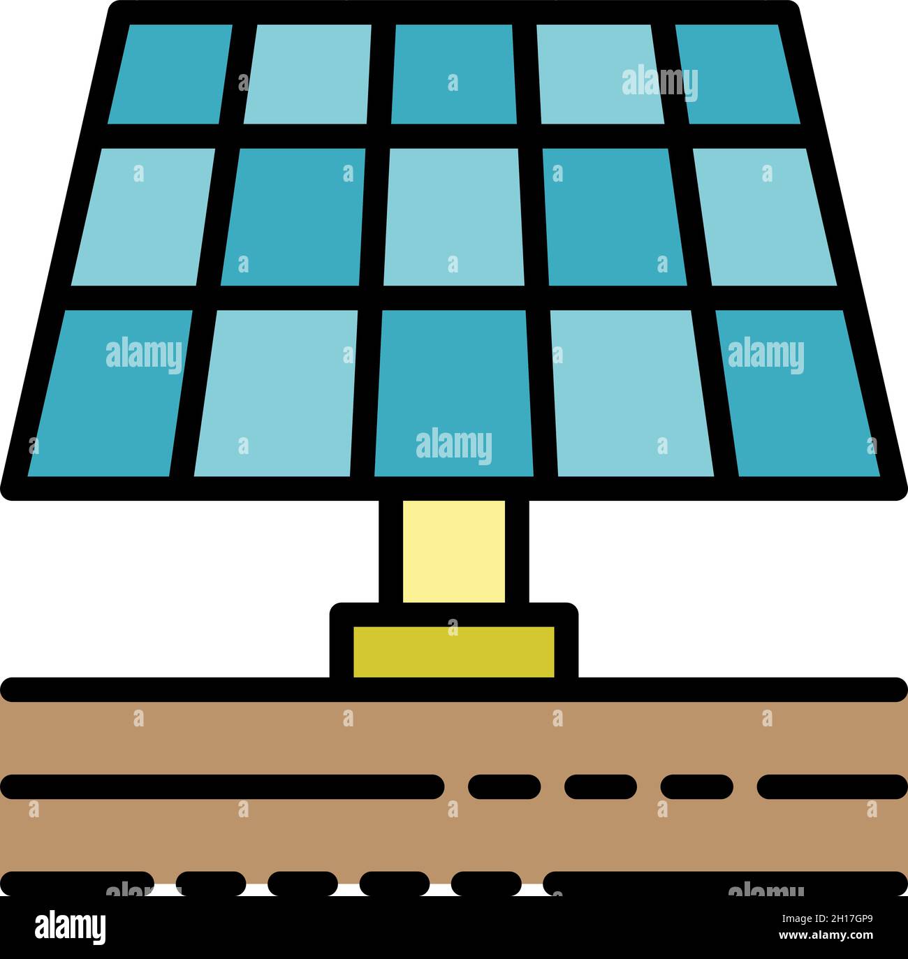 Farm solar panel icon. Outline farm solar panel vector icon color flat ...