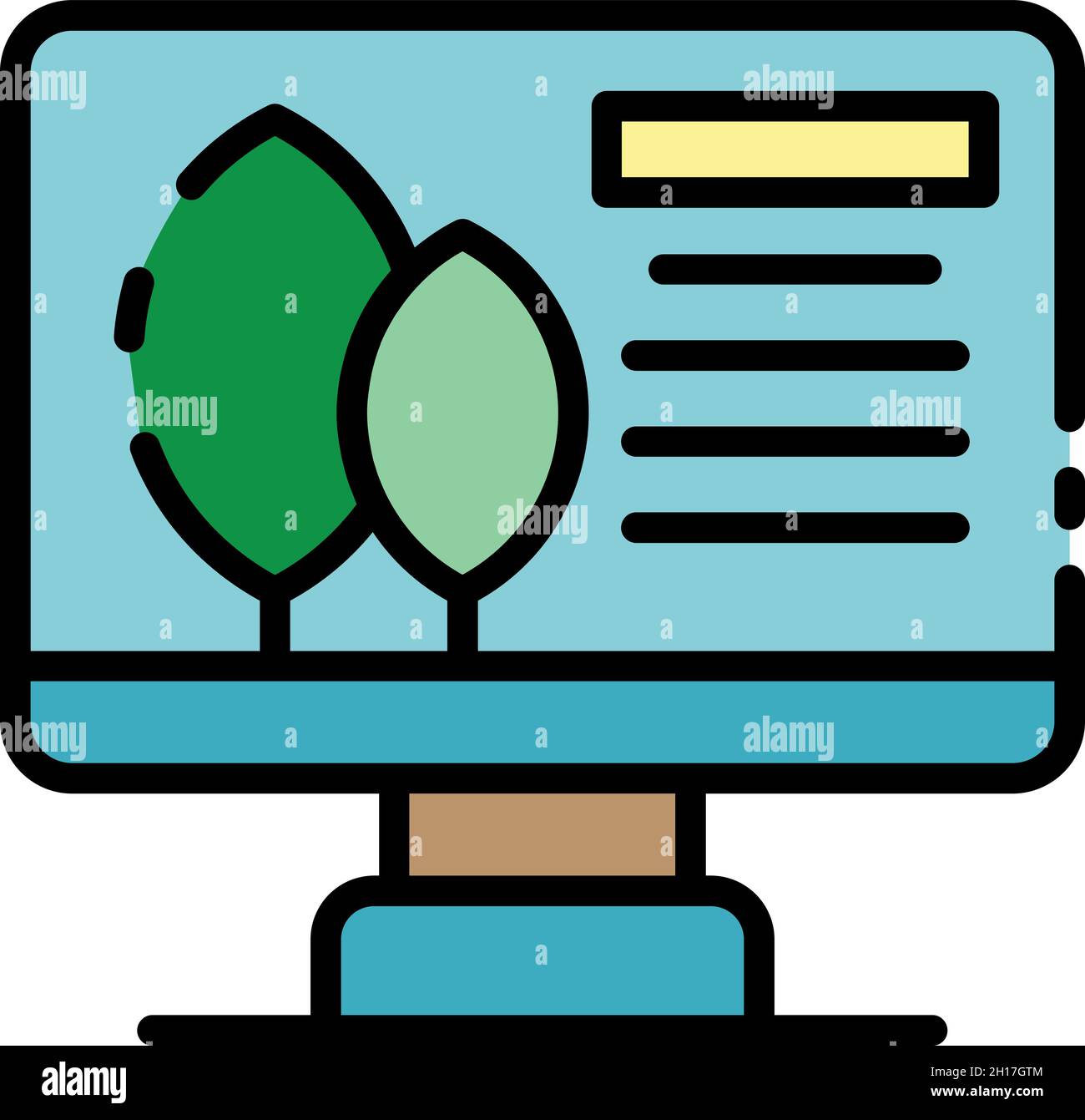 Computer plant control icon. Outline computer plant control vector icon ...