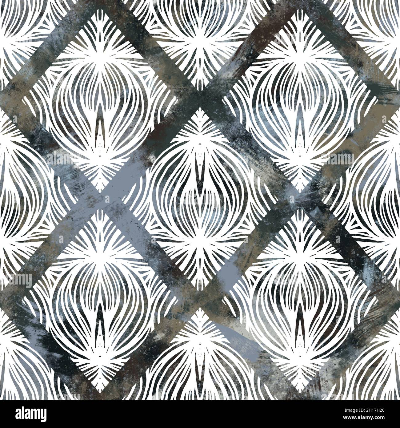 Seamless neutral tan and white distressed grungy motif surface pattern ...