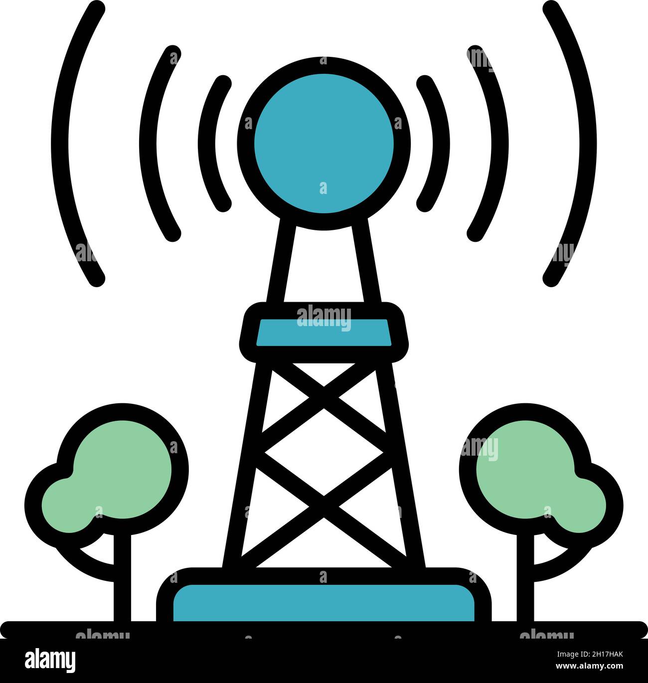 Farm smart tower icon. Outline farm smart tower vector icon color flat ...