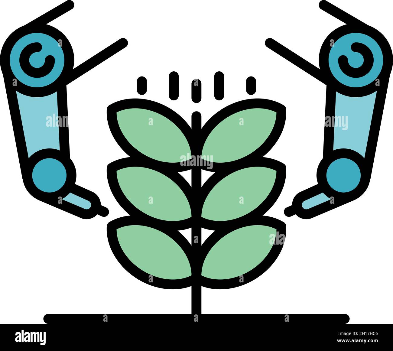 Robot extract plant icon. Outline robot extract plant vector icon color ...