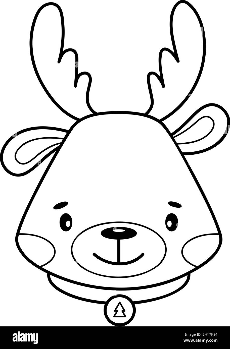 Christmas coloring book or page. Christmas animal black and white ...